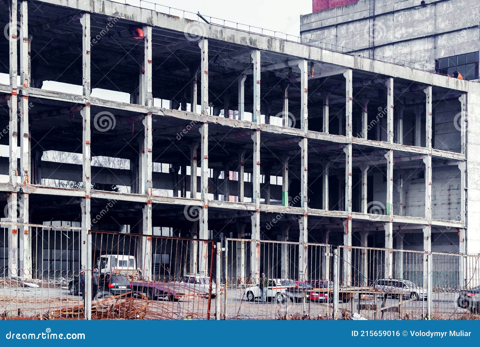 The Frame of a Multi-storey Building on a City Building. Construction ...