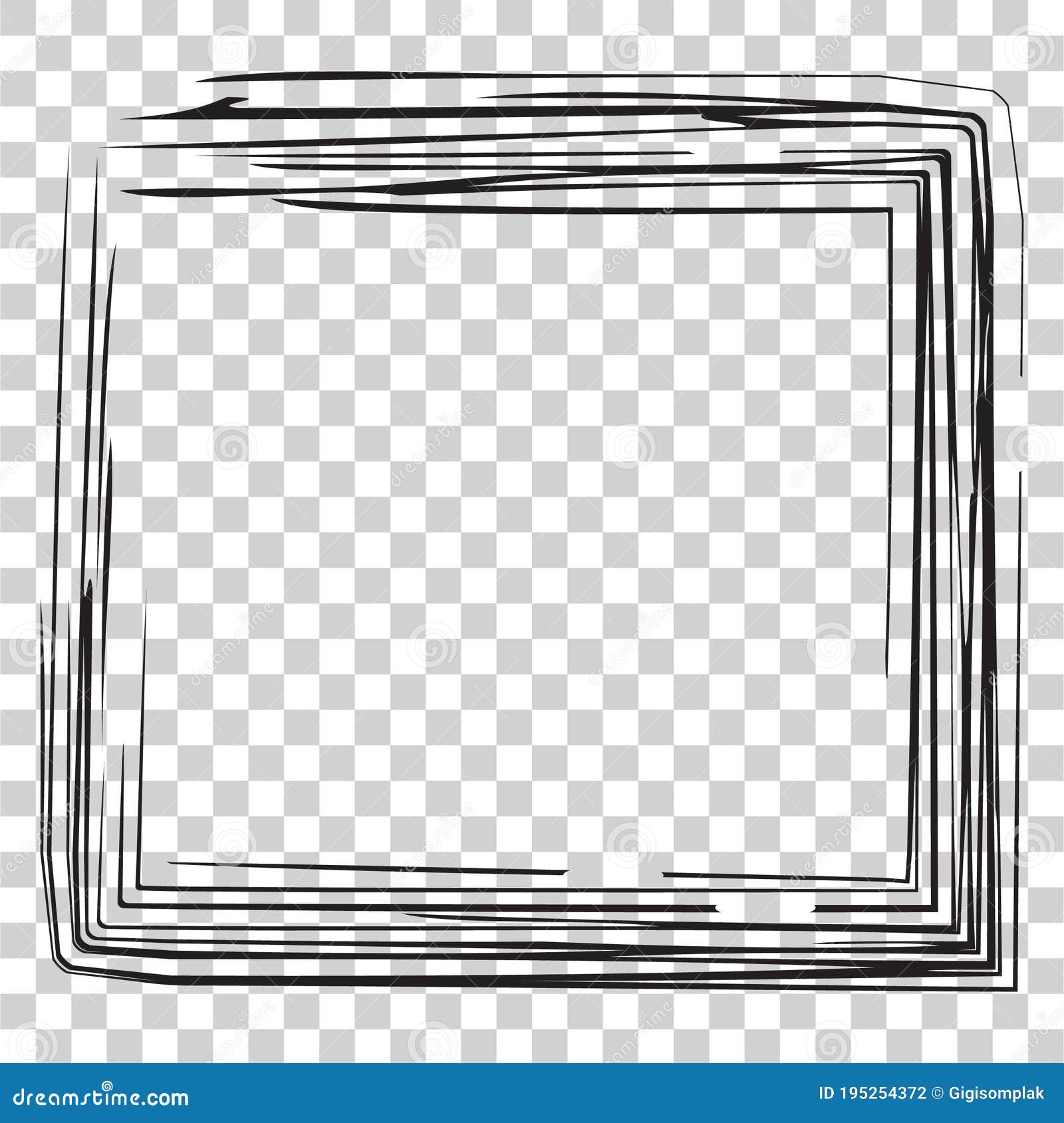 Vector Hand Draw Sketch Square Frame From Multiple Black Thick Mark For ...