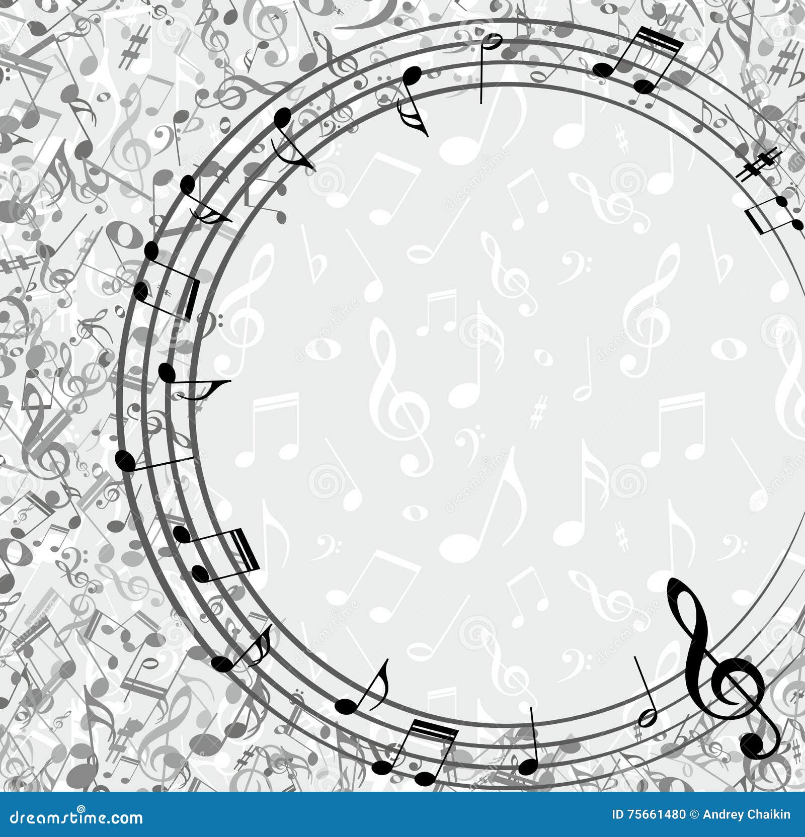 Frame with music notes. stock vector. Illustration of melody - 75661480