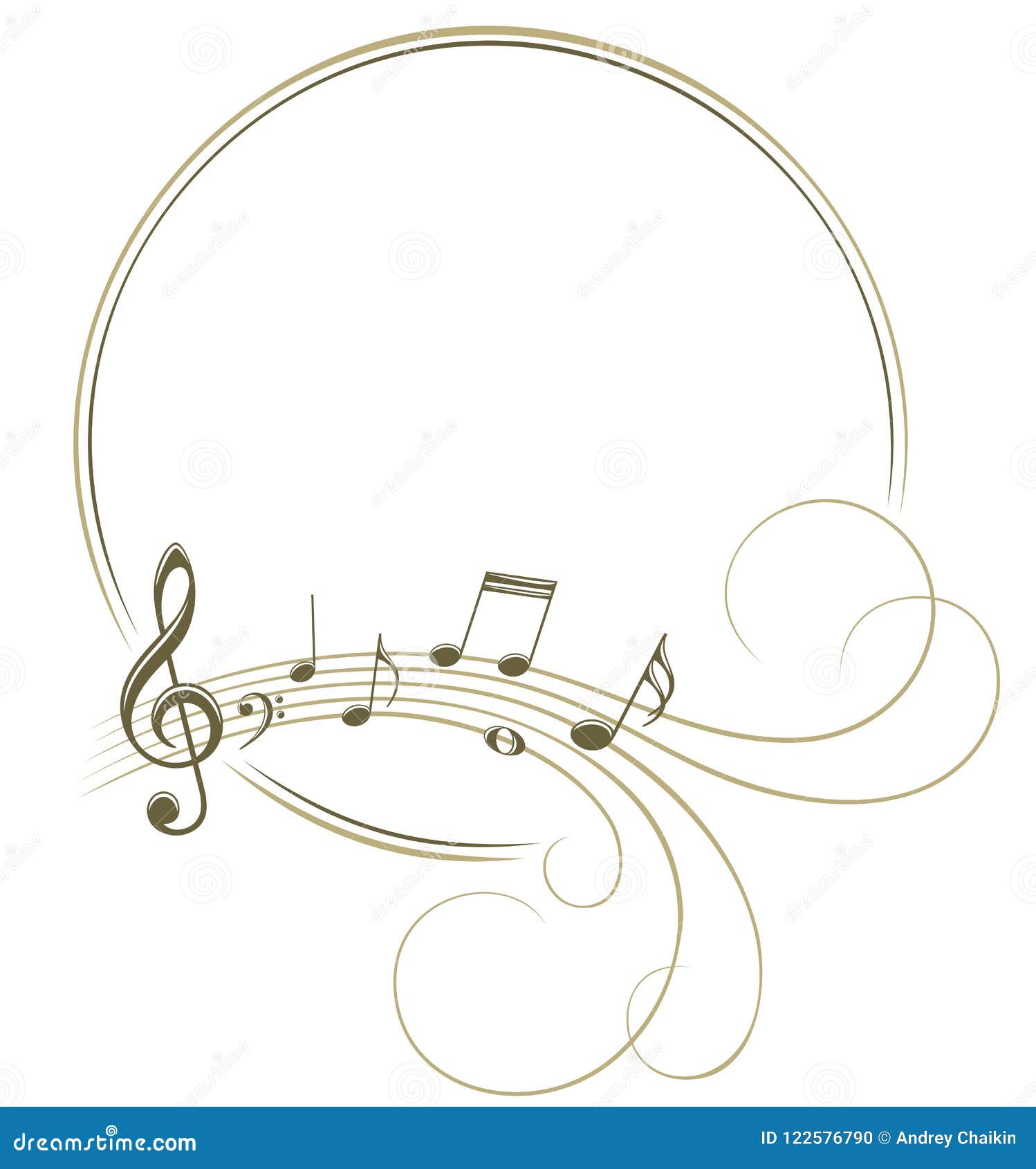 Frame with music notes. stock vector. Illustration of vector - 122576790