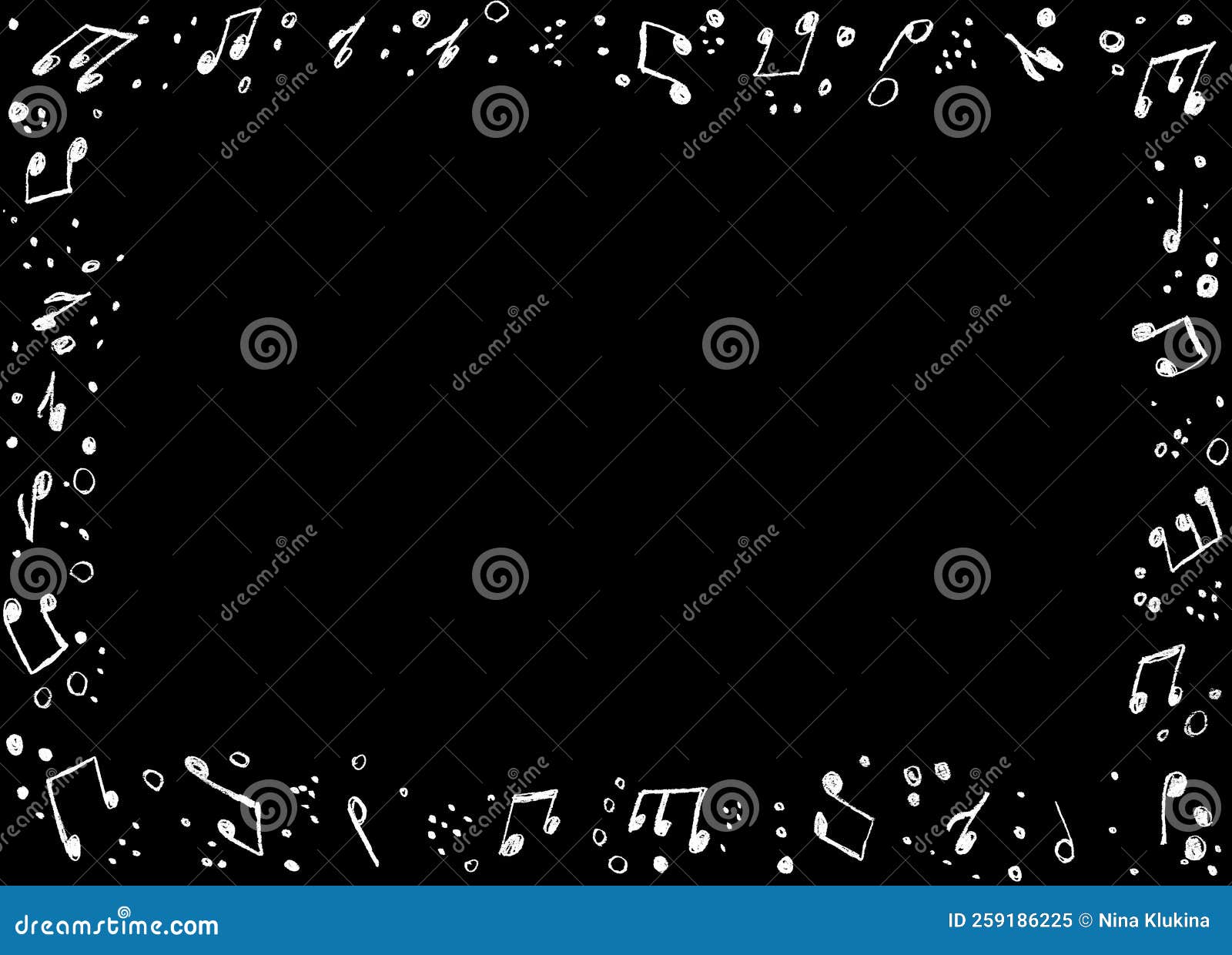 A Frame of Musical Notes on a Black Background of White Color Stock ...