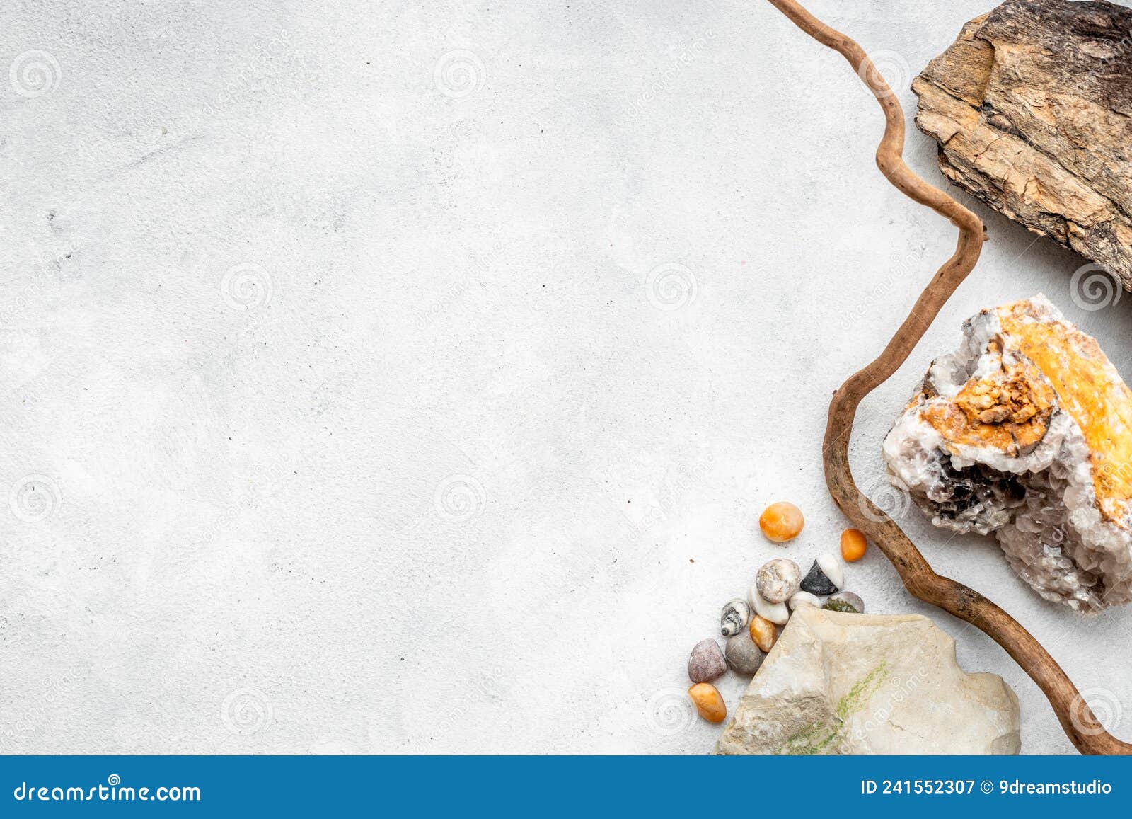Frame of Natural Mineral Rocks with Snag Tree Branch Stock Image ...
