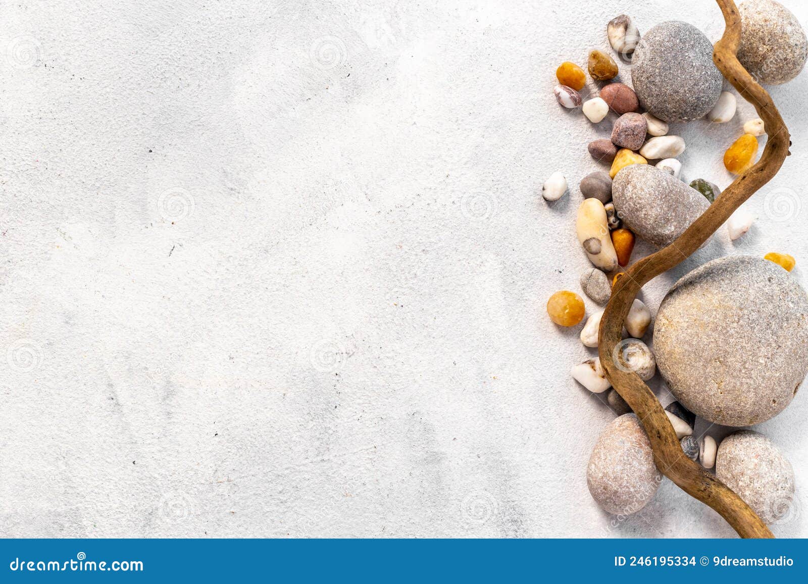 Frame of Natural Mineral Rocks with Snag Tree Branch Stock Photo ...