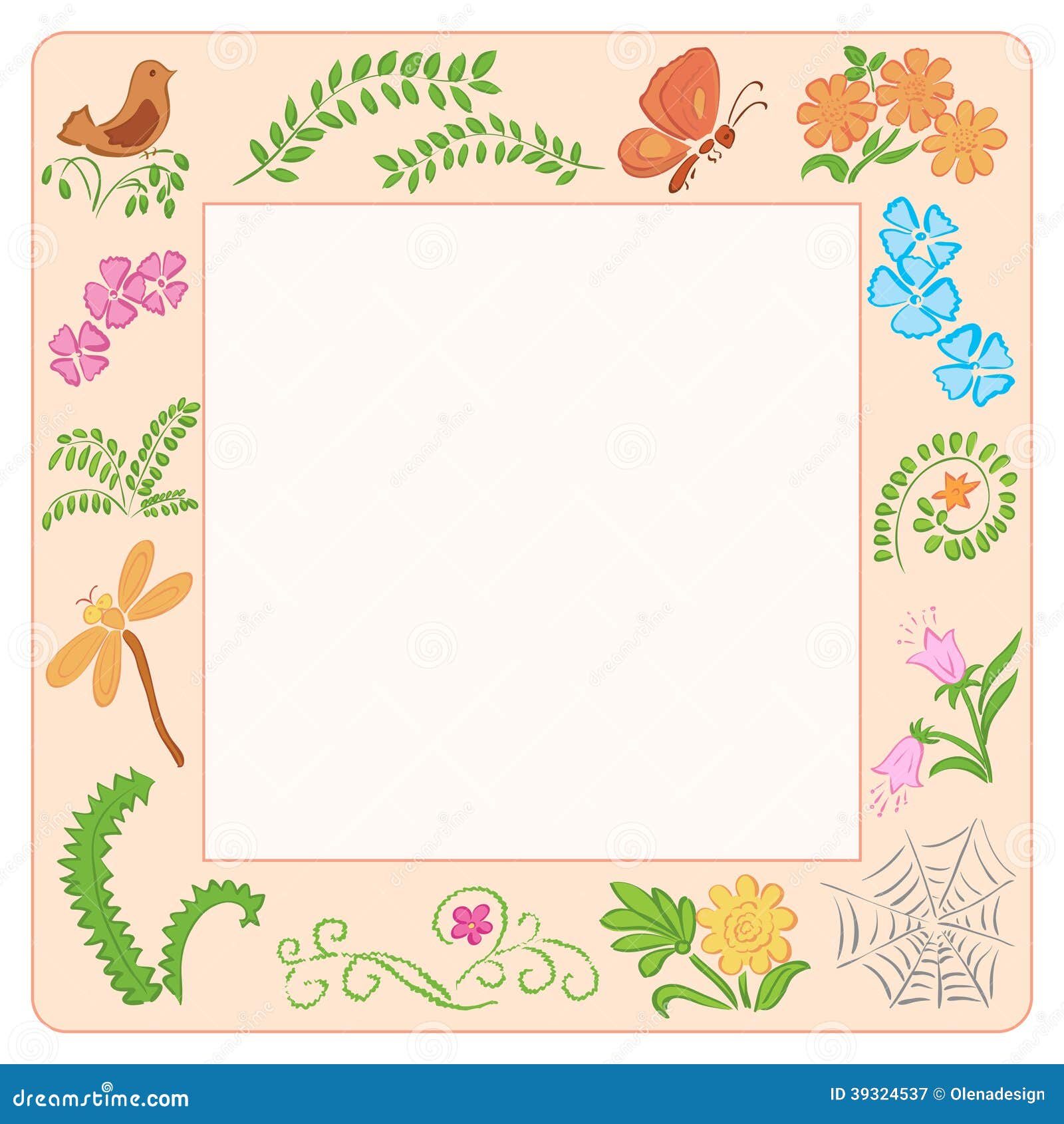 Frame with Nature Elements - Vector Stock Vector - Illustration of leaf ...