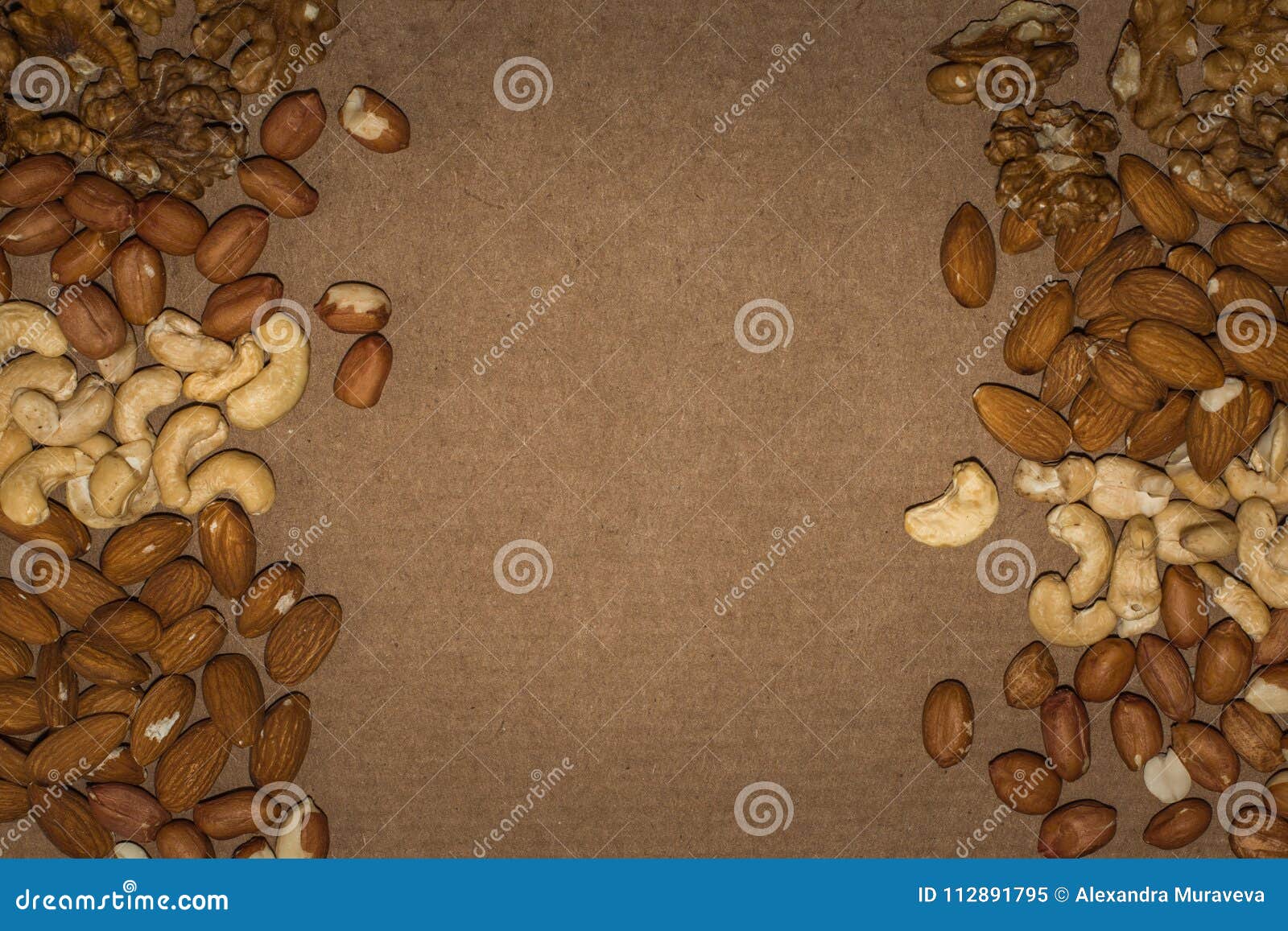 Frame of Nuts on a Brown Background Stock Image - Image of snack ...