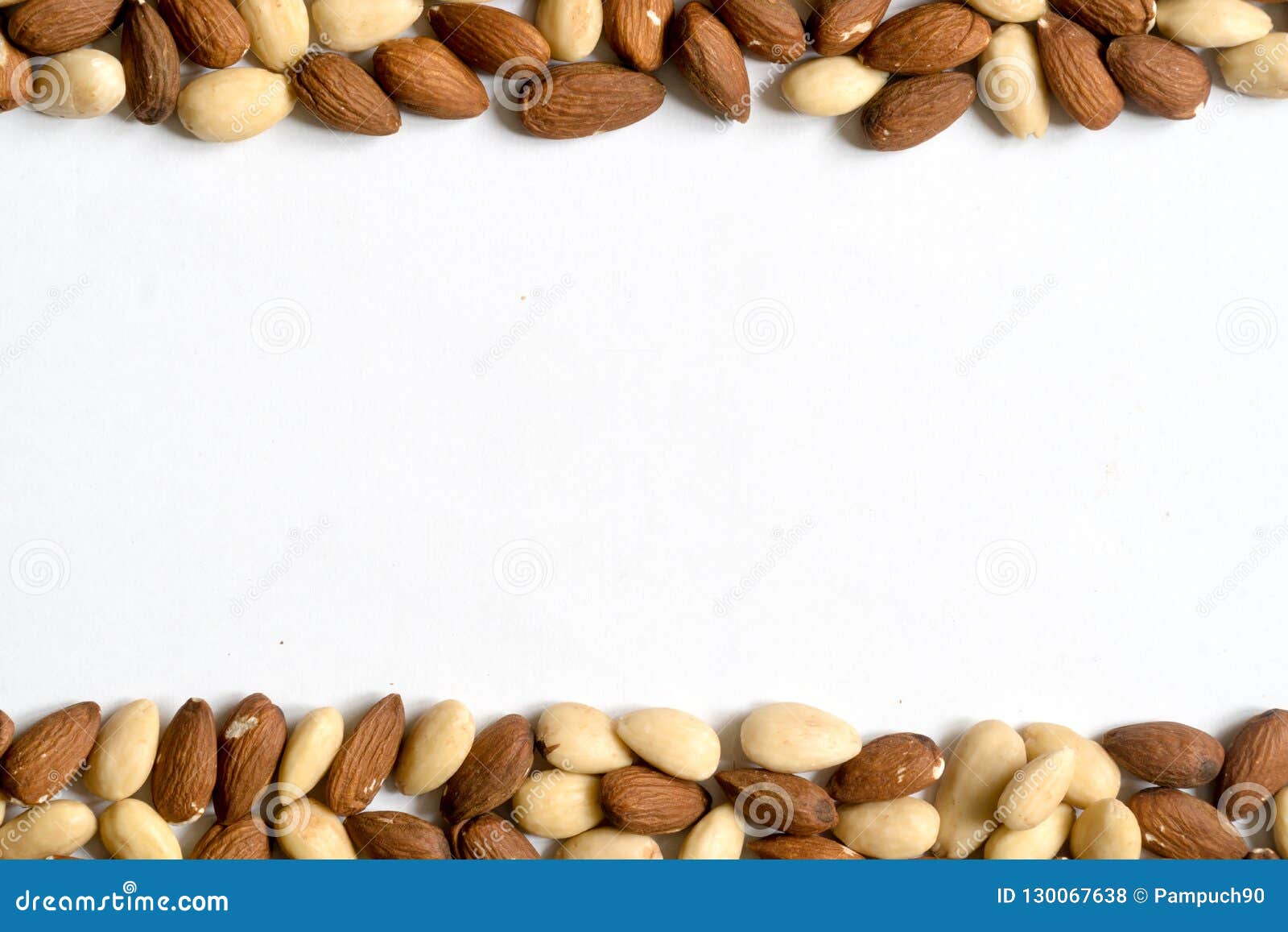 Frame of Nuts on a White Background. Free Space for Text. Stock Photo ...