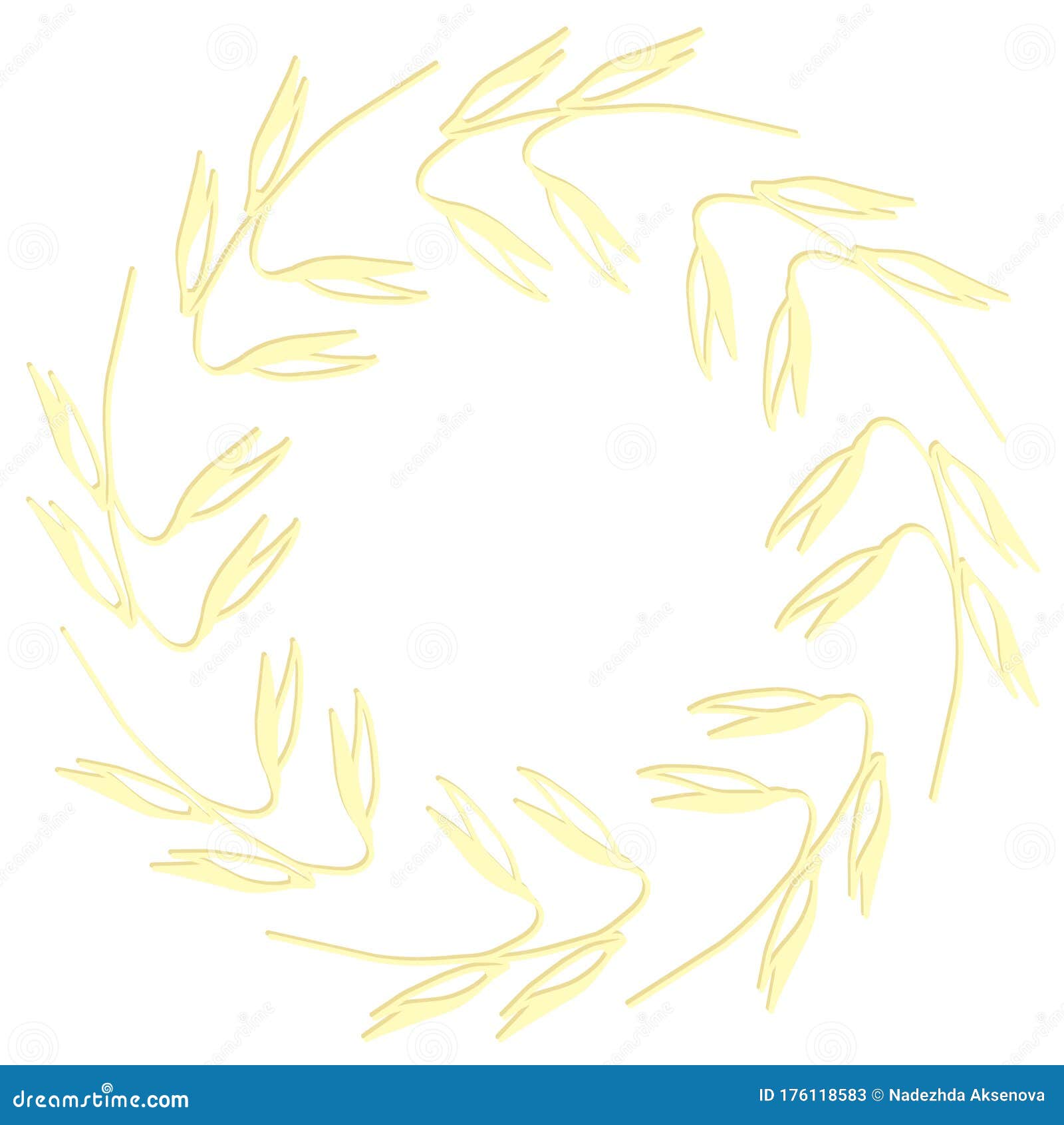 Frame of Oat Ears for Text. Hand Drawn Vector Illustration on a White ...