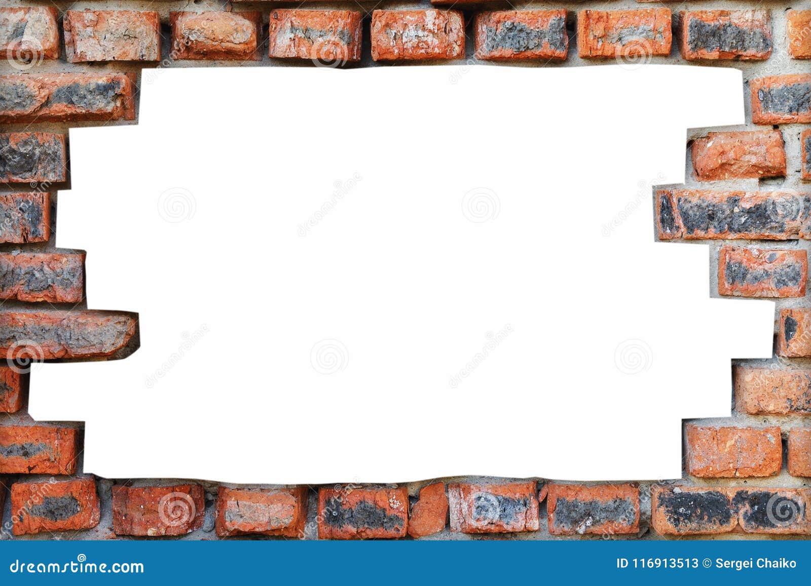 Frame of Old Bricks on White Background Stock Image - Image of frame ...