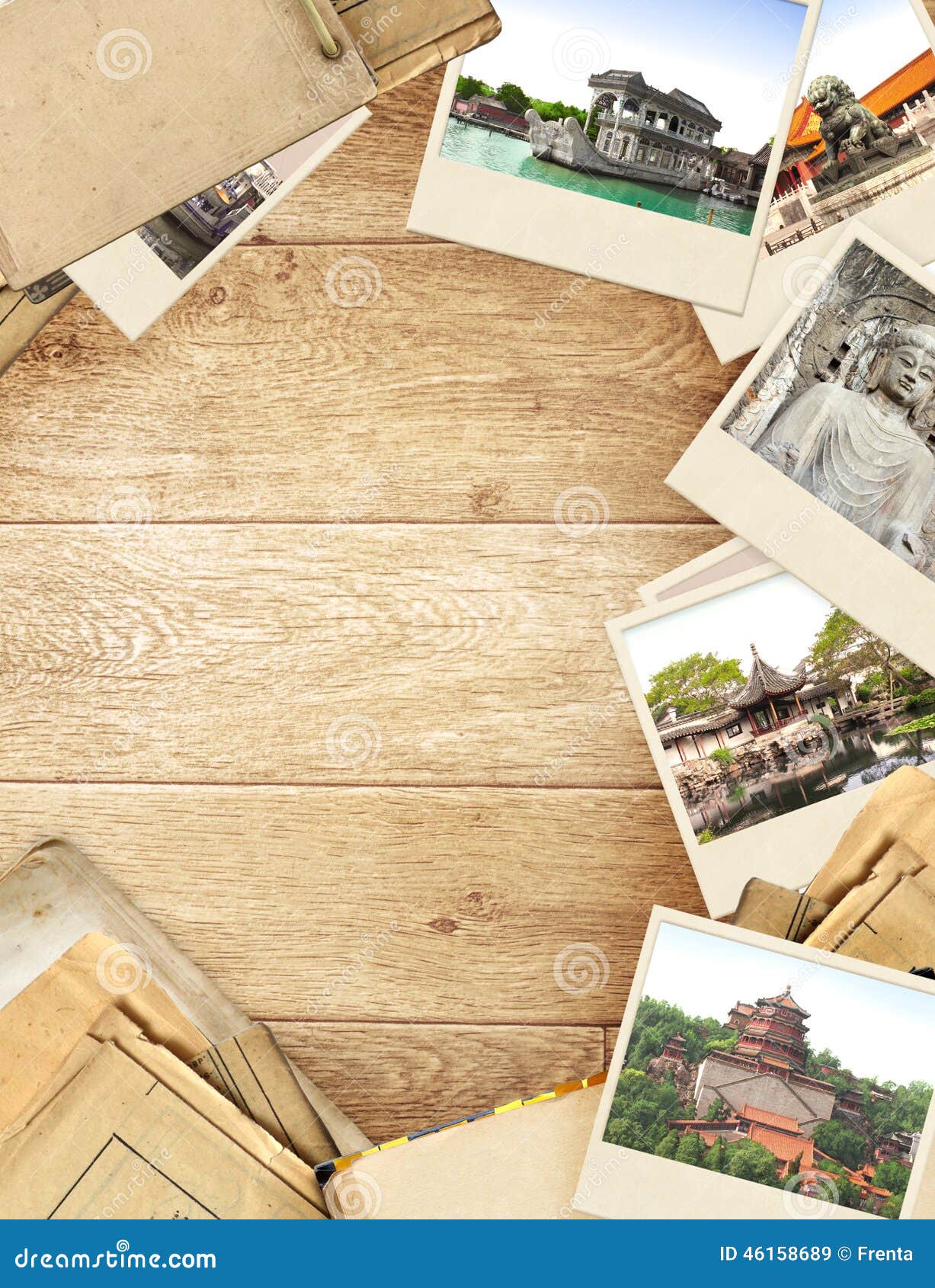 Frame with Old Paper and Photos Stock Image - Image of memories ...