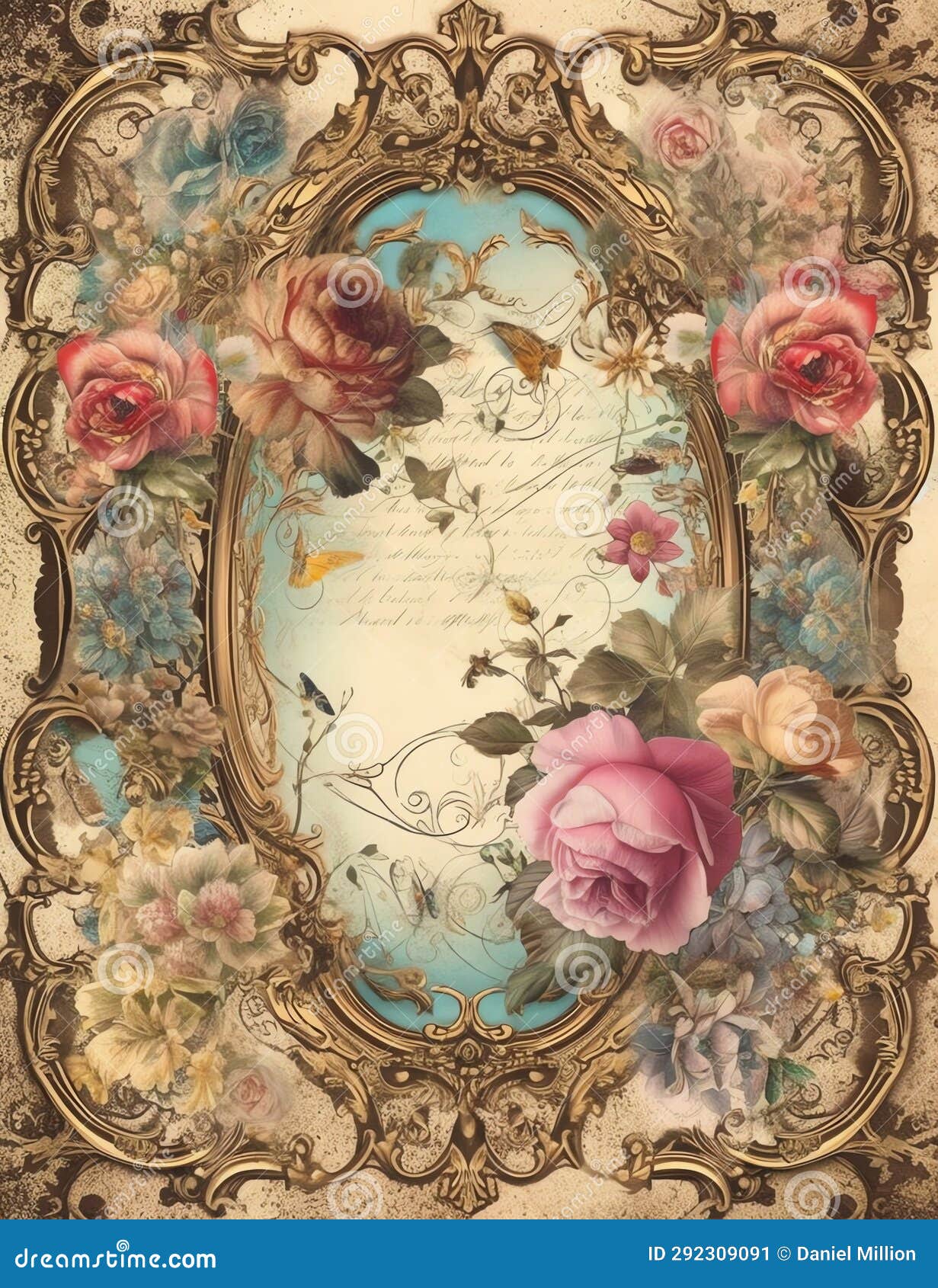 Frame Old Paper, Vintage Digital Paper Stock Illustration ...