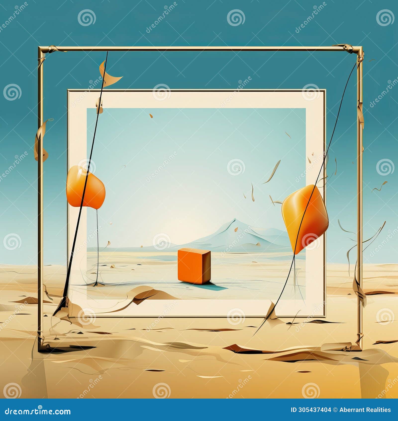 A Frame with an Orange Box in the Desert Stock Illustration ...
