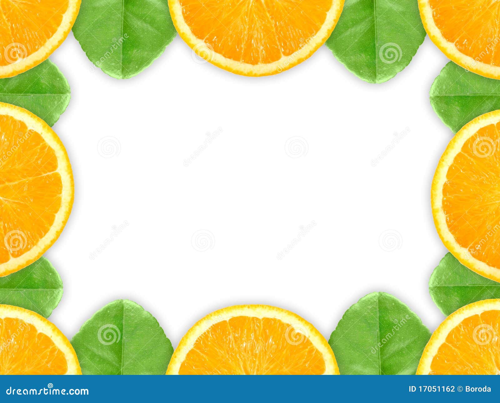 Frame with Orange Fruit and Green Leaf Stock Photo - Image of ripe ...