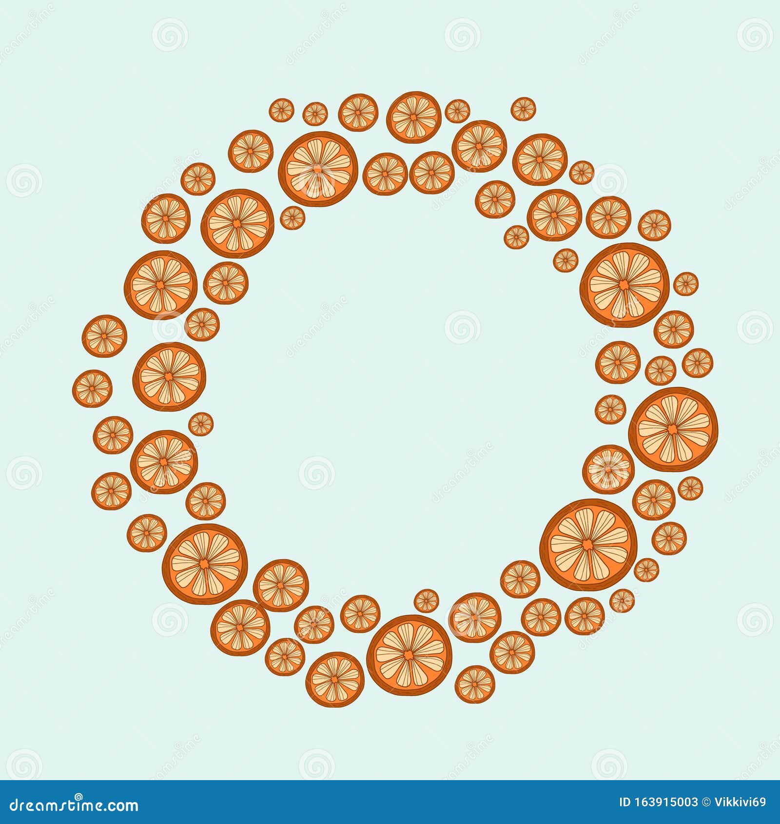 Frame of Oranges. Vector Color Frame Made of Fruits Stock Illustration ...