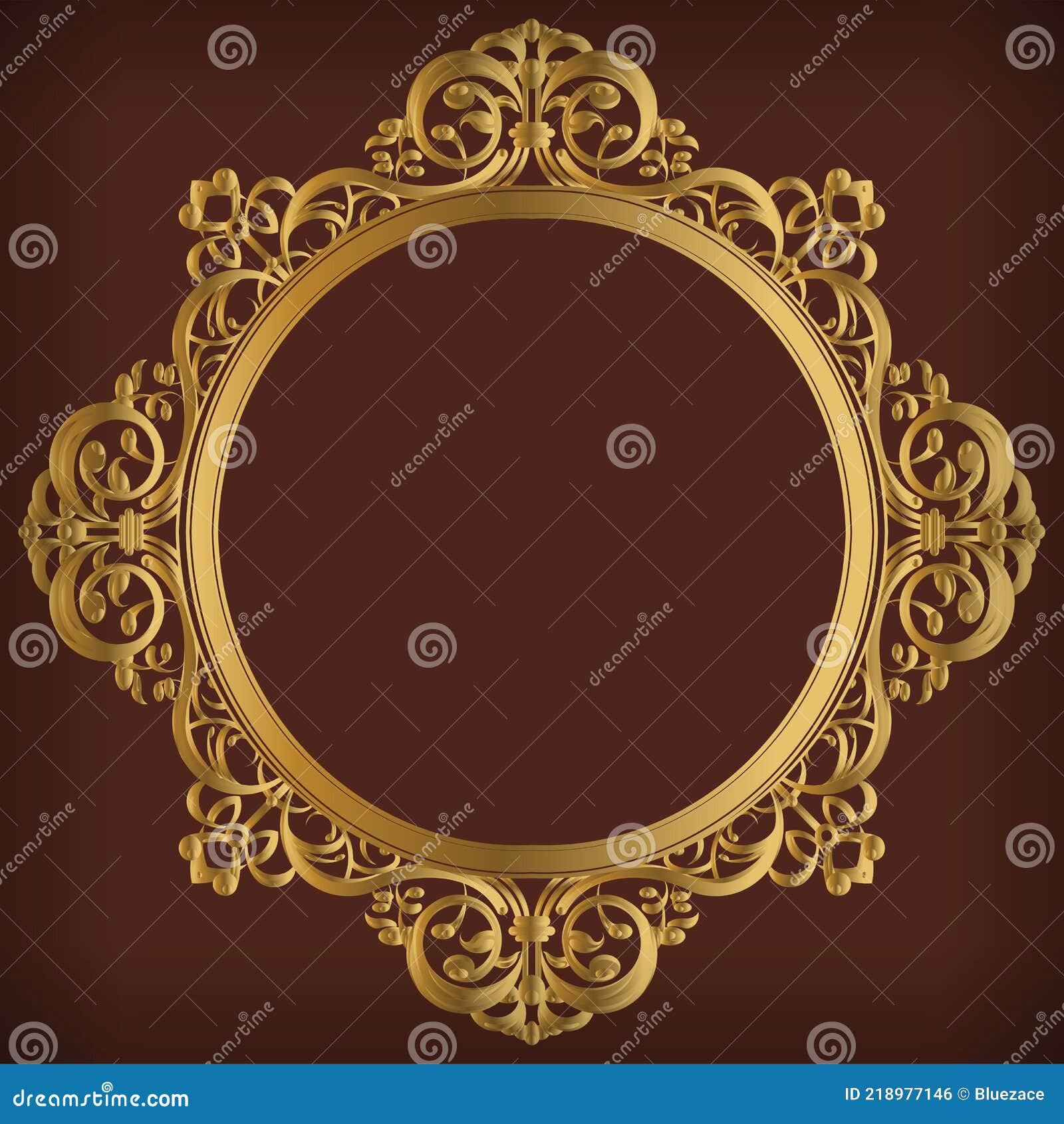 Frame Ornamental Gold Circular Border Decoration Vector Illustration ...