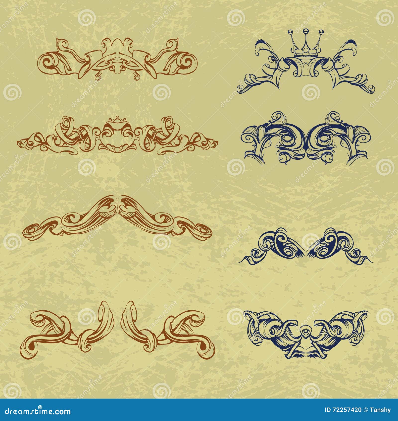 Frame Oval Vintage Baroque Flowers Set Stock Vector - Illustration of ...