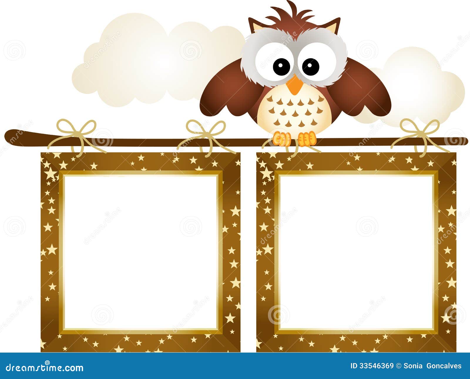 Frame with Owl and Clouds stock vector. Illustration of scrapbook ...