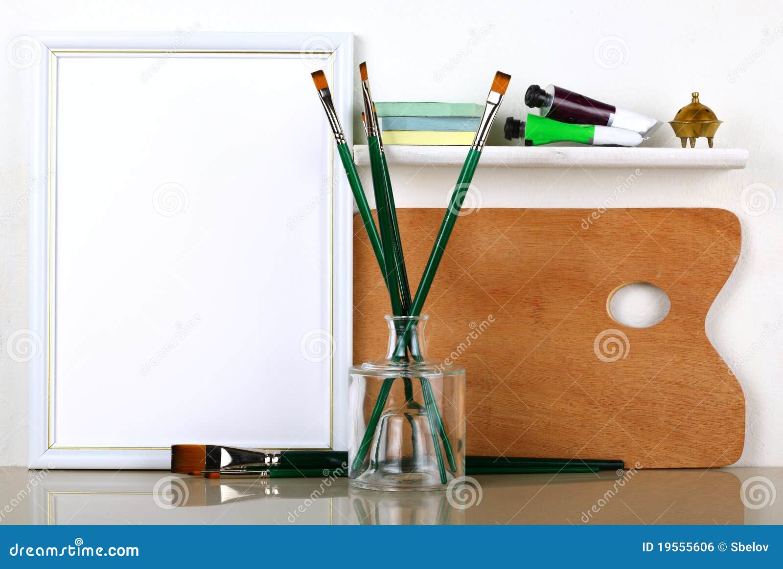 Frame and paintbrushes stock photo. Image of beautiful - 19555606