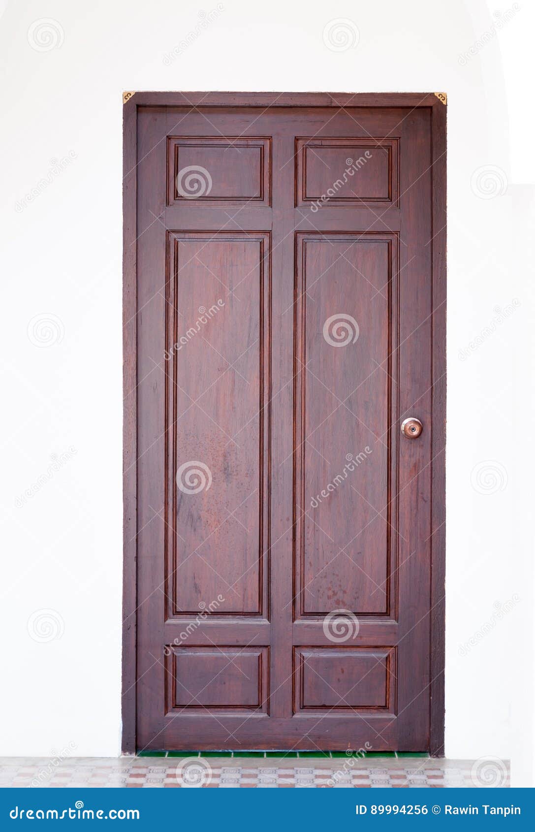 Frame and Panel Wooden Door on White Wall Background Stock Photo ...