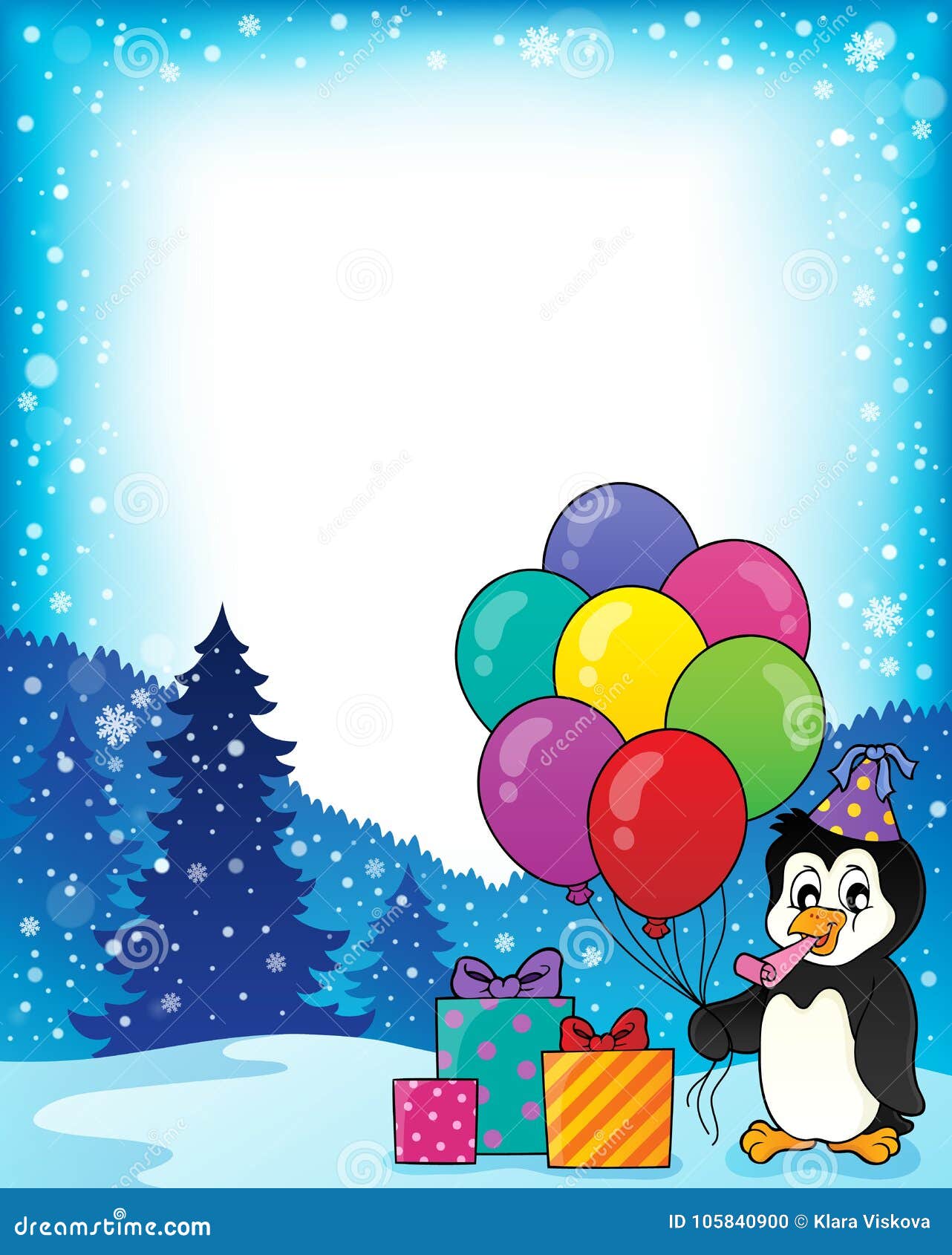 Frame with Party Penguin Topic 1 Stock Vector - Illustration of happy ...