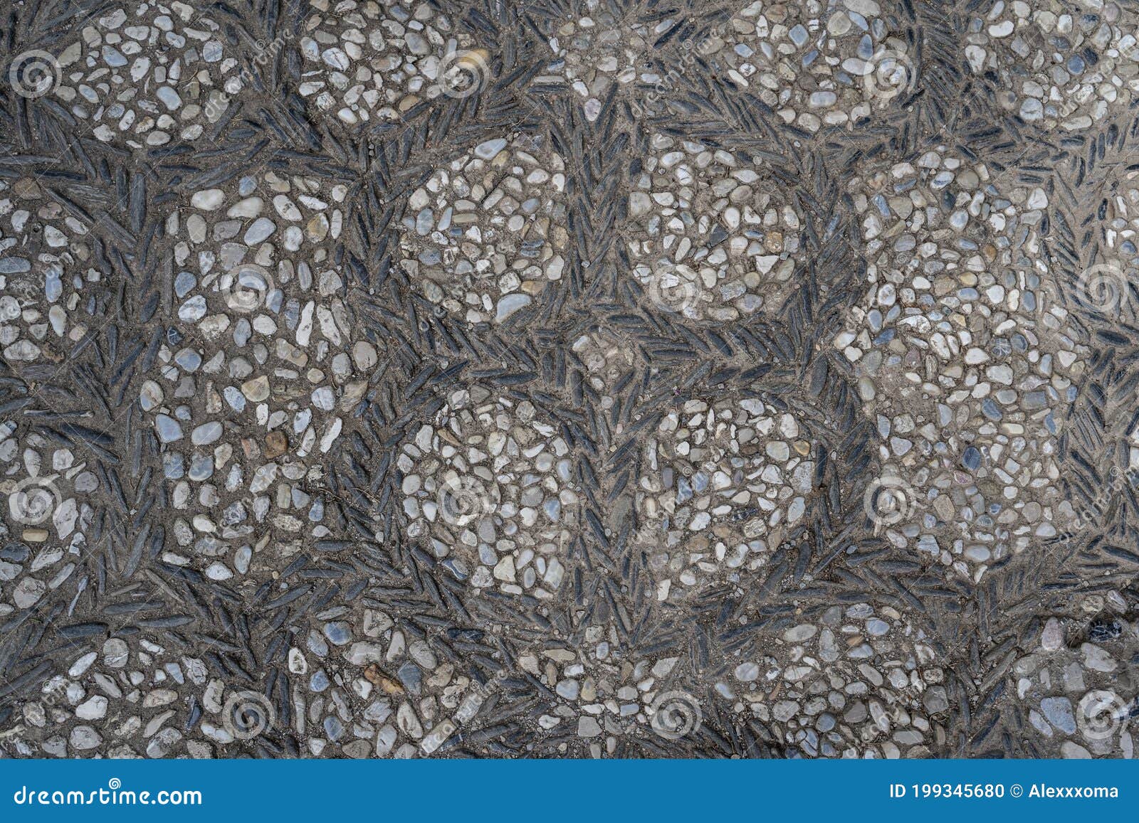 Frame Of Pattern Cobblestone Floor Background With Rounded Stones Of ...