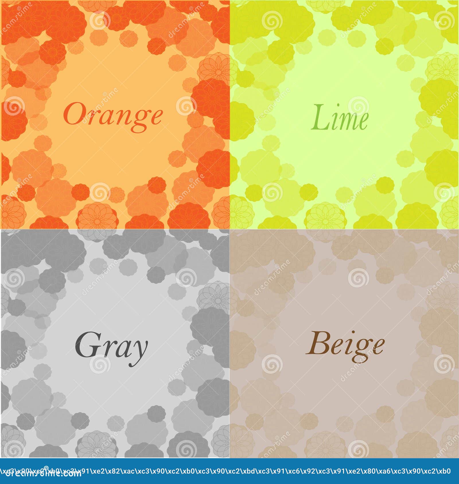 Frame Patterned Beige, Orange, Gray and Lime Colors Stock Vector ...