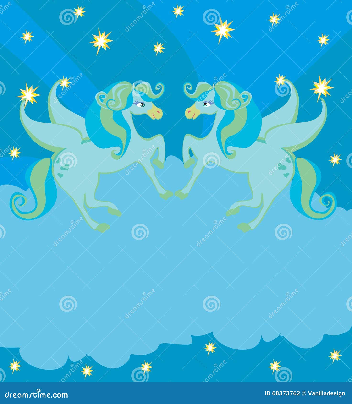 Frame with Pegasus stock vector. Illustration of mare - 68373762
