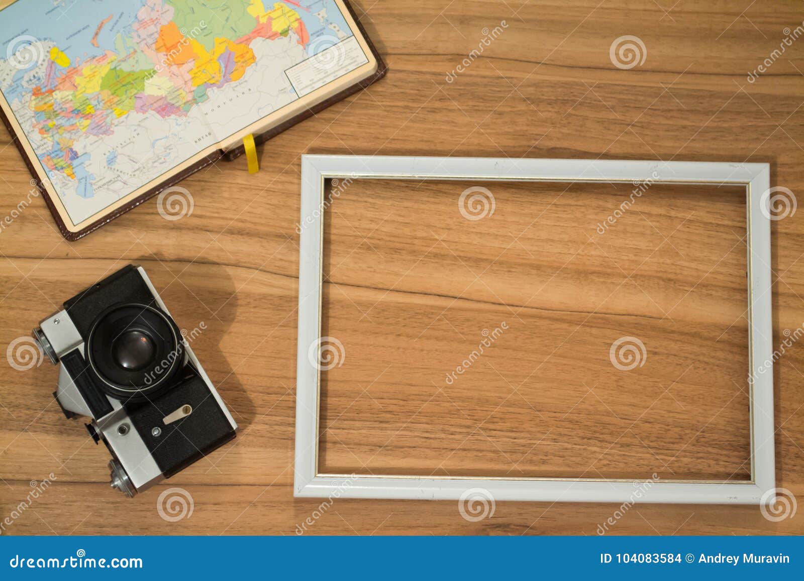 Frame for Photo with Camera Stock Photo - Image of wood, wooden: 104083584