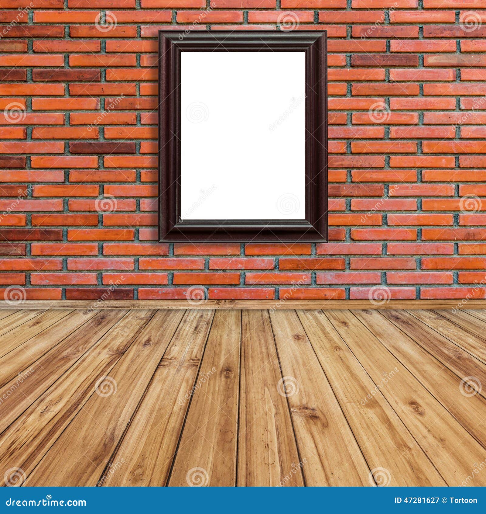 Frame Photo on Red Brick Wall and Wood Perspective. Stock Illustration ...