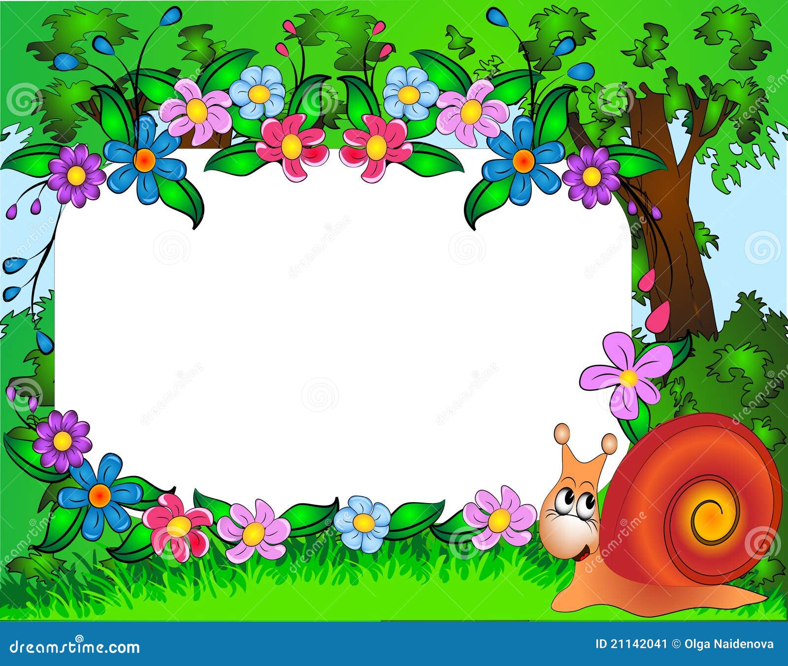 Frame for Photo Snail and Flower Stock Vector - Illustration of ...