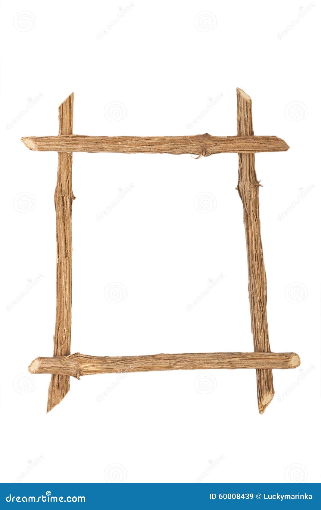 The Frame for the Picture Made from Rough Pine Logs, Isolated on Stock ...