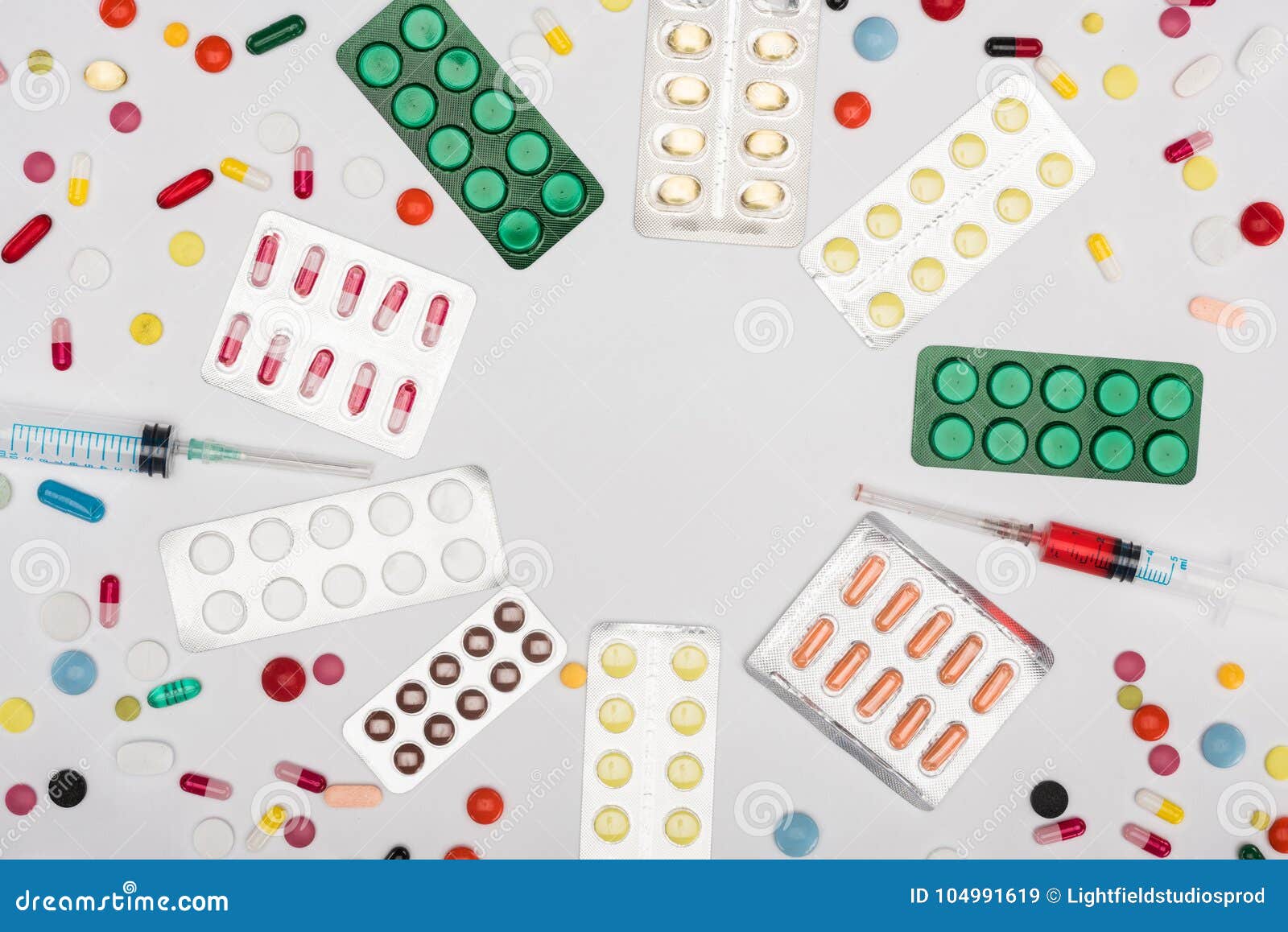 Frame of Pills and Syringes Stock Image - Image of blister, medicine ...