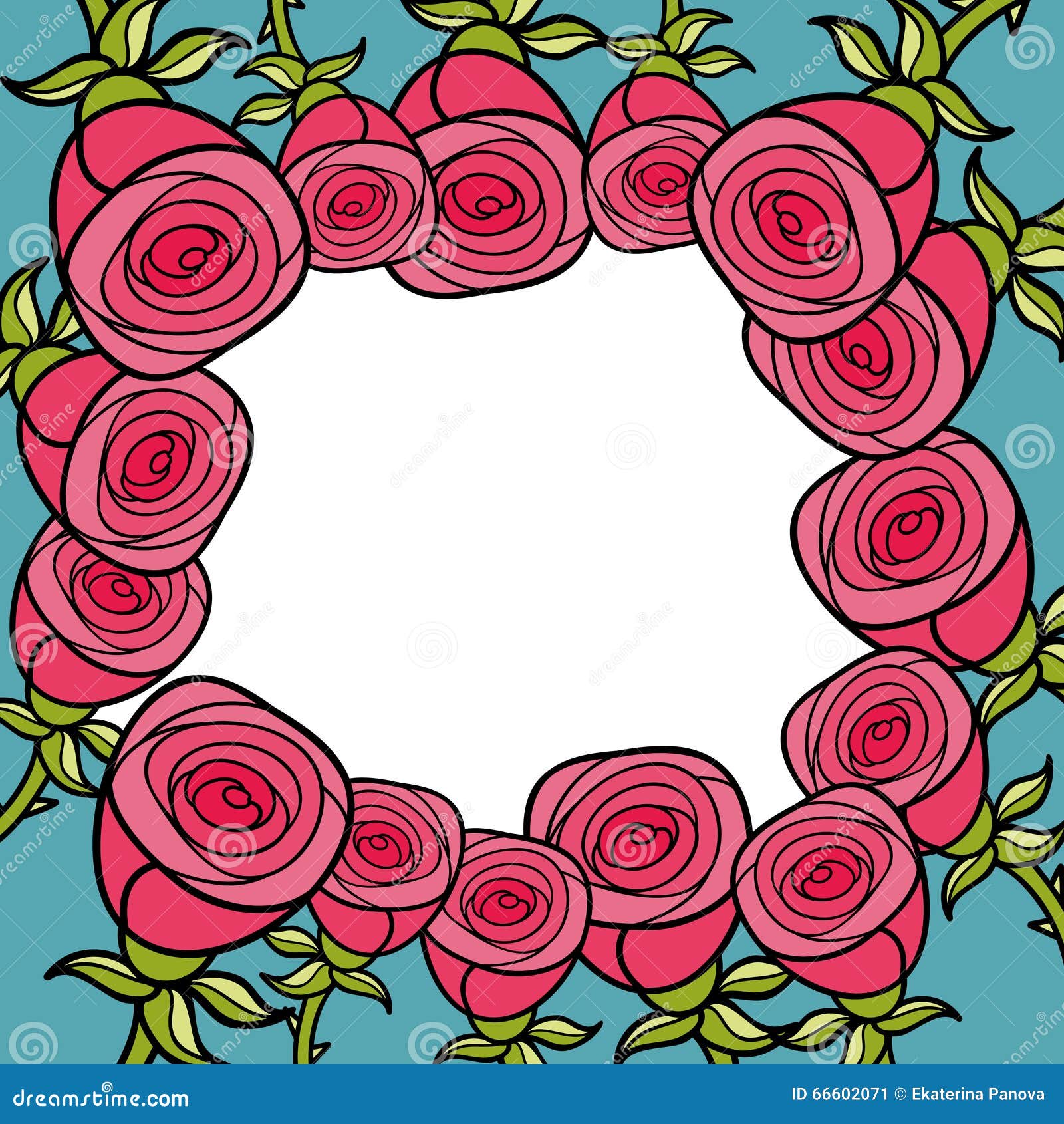 Frame of Pink Roses. Vector Illustration. Stock Vector - Illustration ...