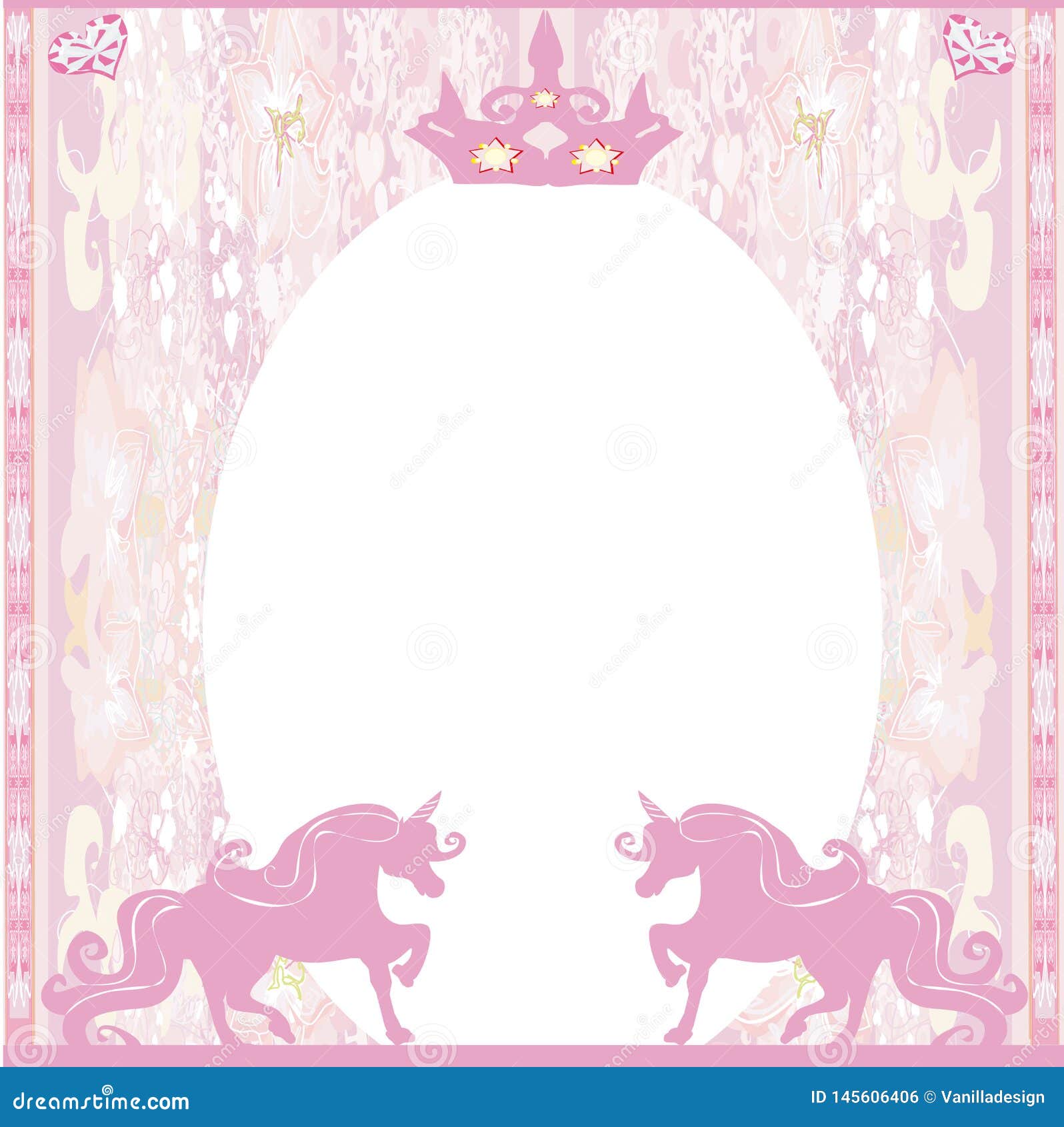 Frame with a pink unicorns stock vector. Illustration of child - 145606406