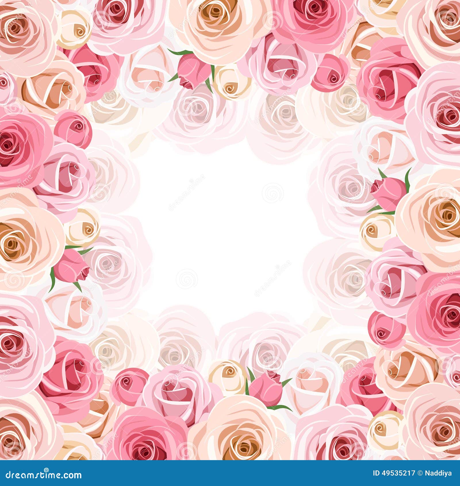 Frame with Pink and White Roses. Vector Eps-10. Stock Vector ...