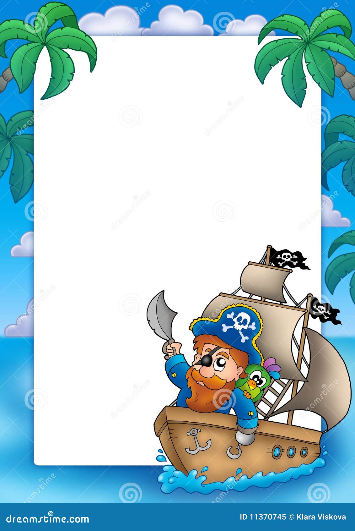 Frame On A Pirate Theme Cartoon Vector | CartoonDealer.com #31458269