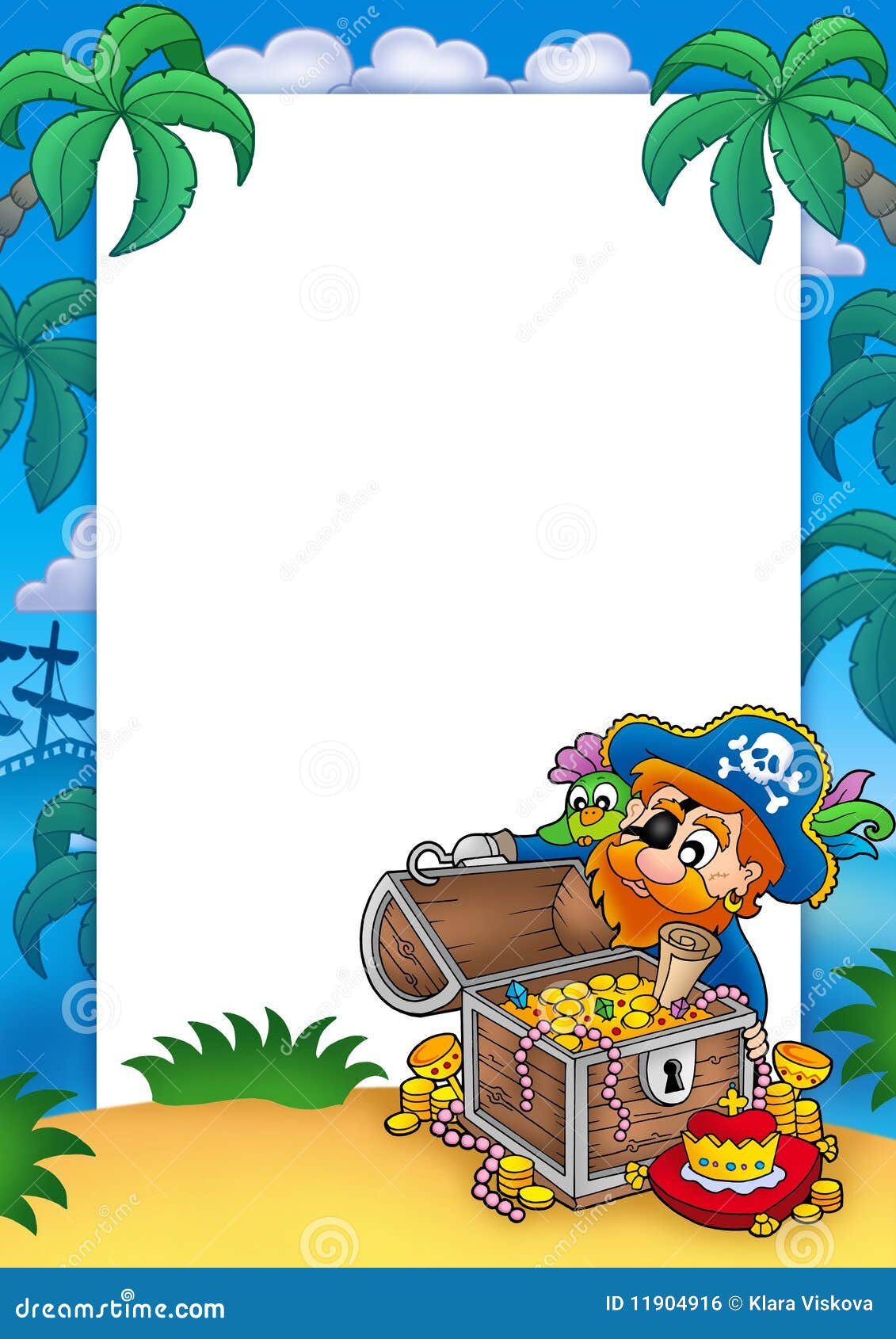 Frame With Pirate And Treasure Stock Illustration - Image: 11904916