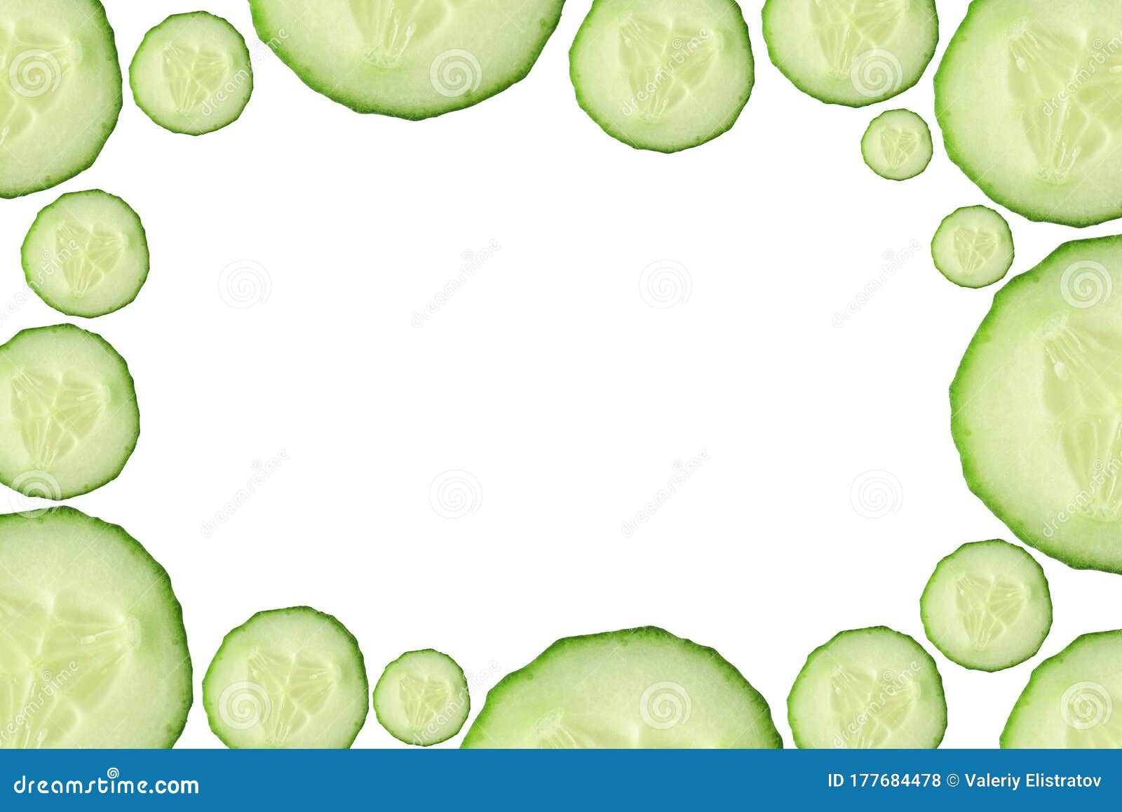 Frame with Place for Text from Slices of Fresh Cucumber on a White ...