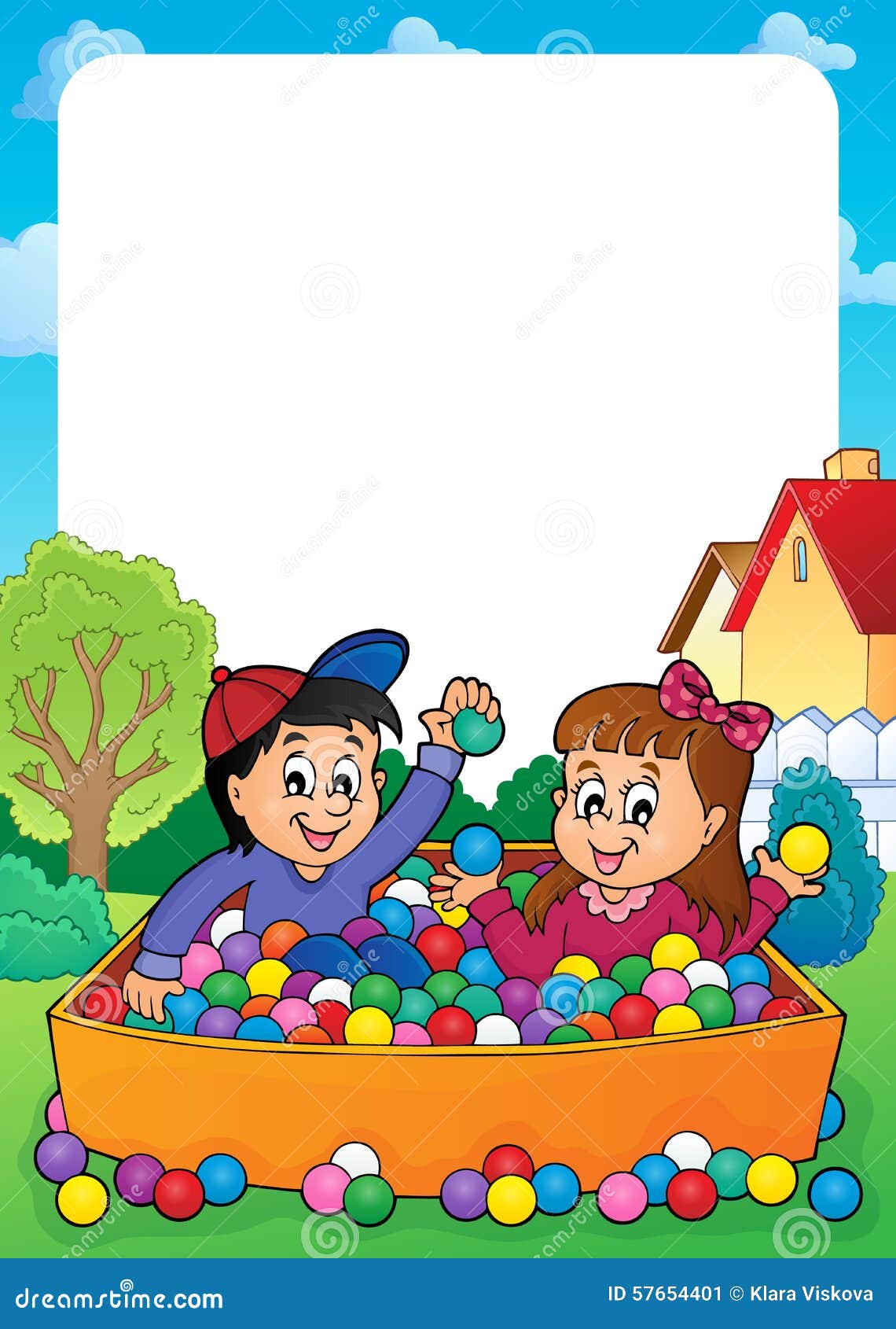 Frame with Playing Children Stock Vector - Illustration of playground ...