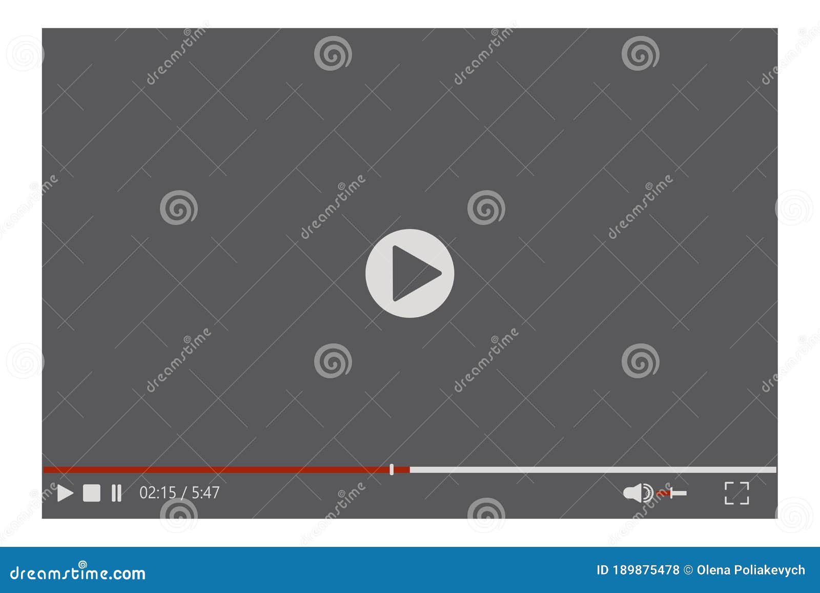 The Frame of the Playing Video Player. Playback Control Buttons Stock ...