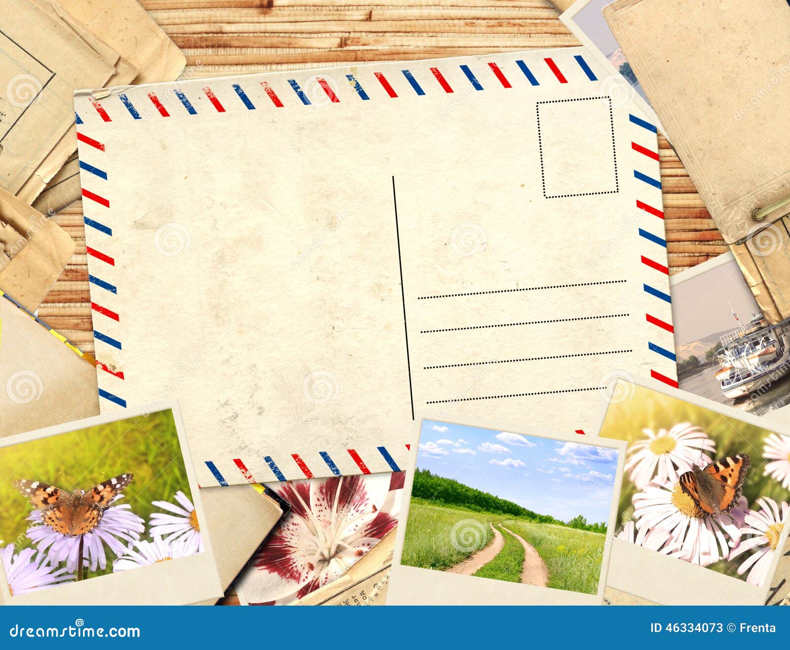 Frame with Postcard and Old Photos Stock Image - Image of memories ...