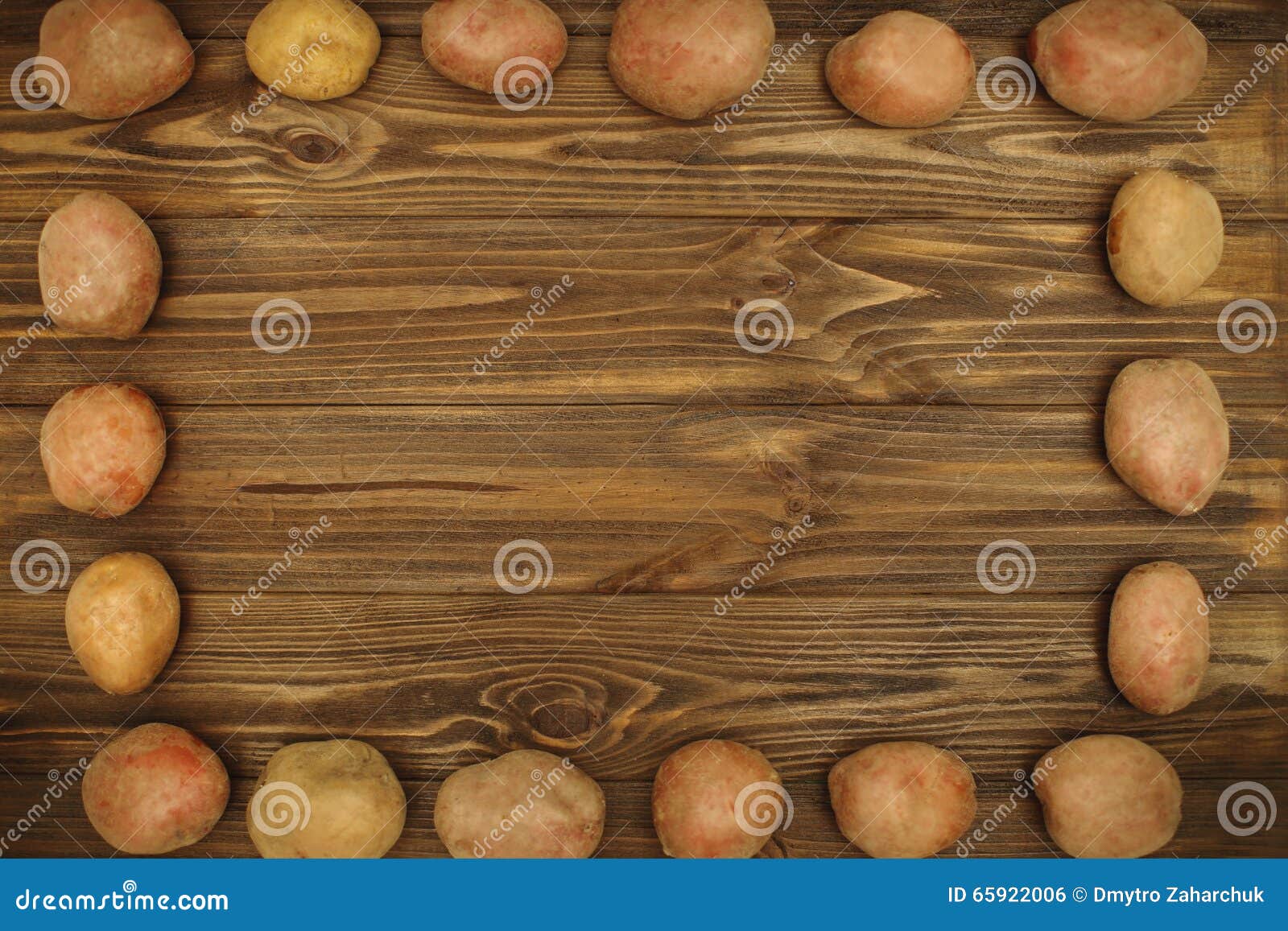 Frame of Potatoes on Wooden Texture Stock Photo - Image of blank, dark ...