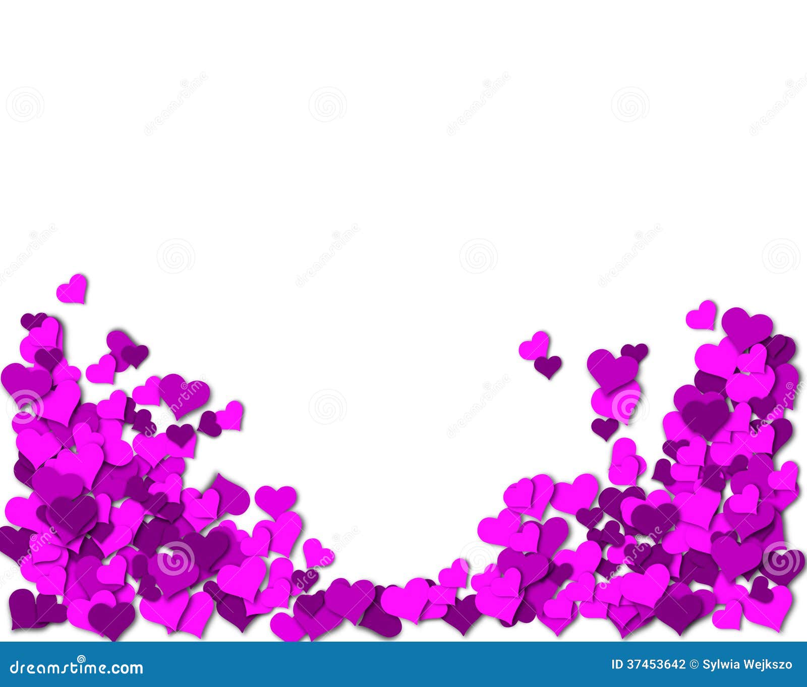 Frame of Purple Hearts on a White Background Stock Illustration ...