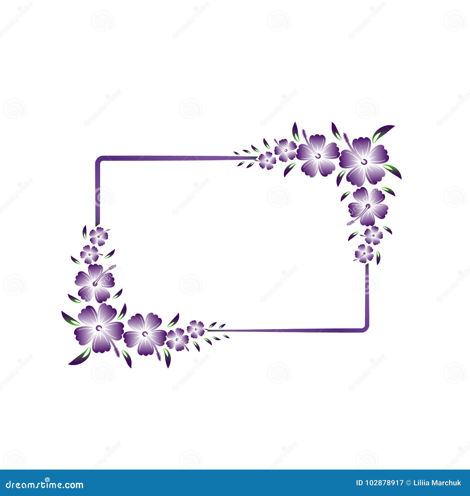Frame Purple Rectangular with Flowers Stock Illustration - Illustration ...