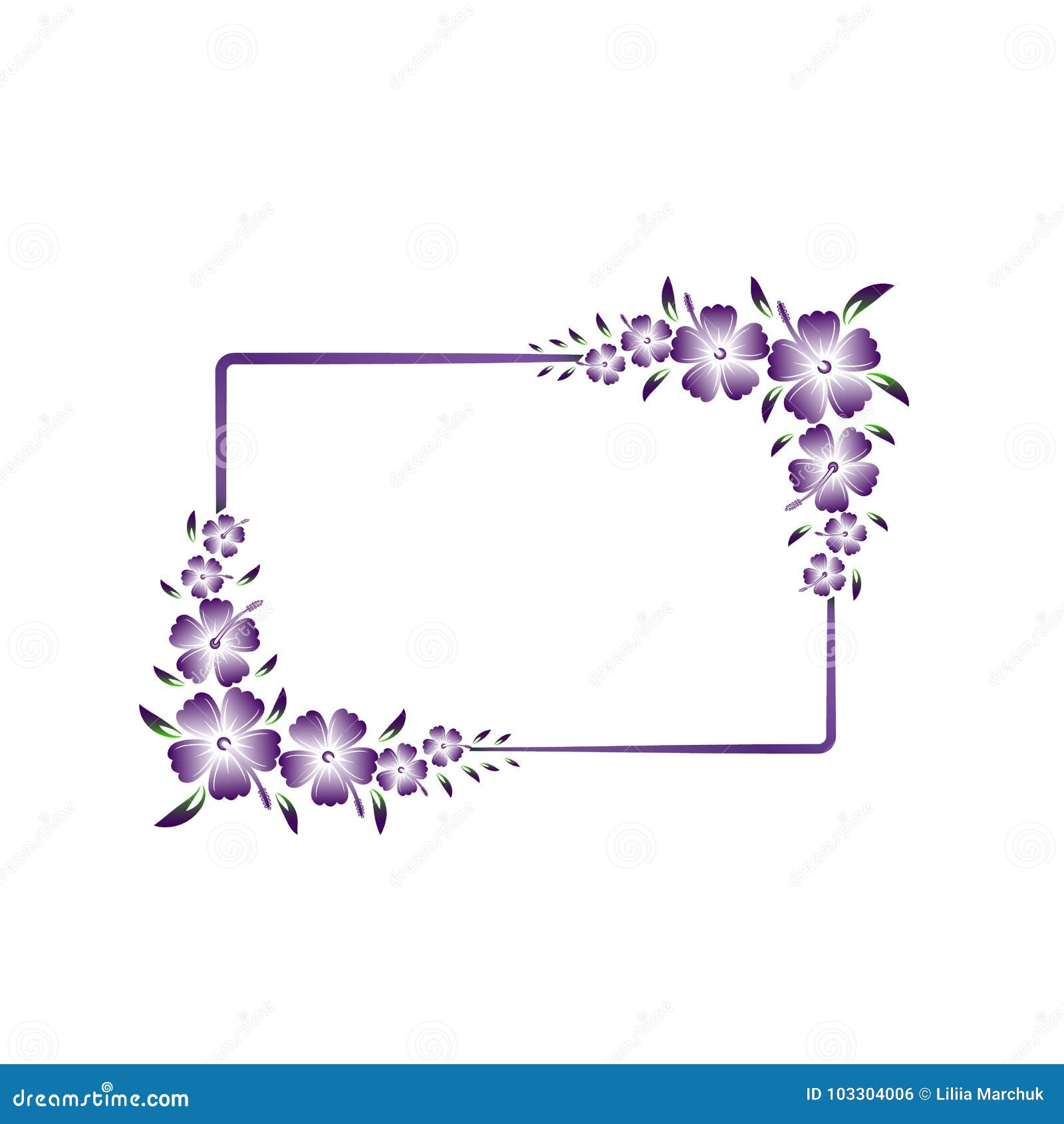 Frame Purple Rectangular with Flowers Stock Vector - Illustration of ...