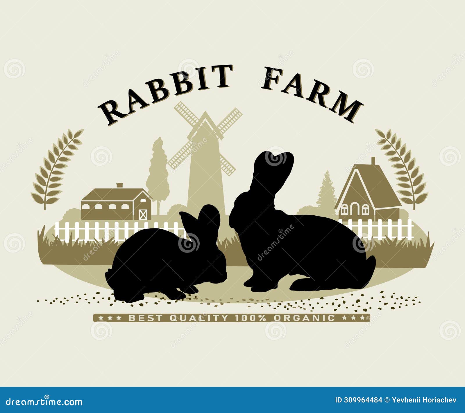 Frame with Rabbit Farm Objects Silhouettes and Text for Product Labels ...