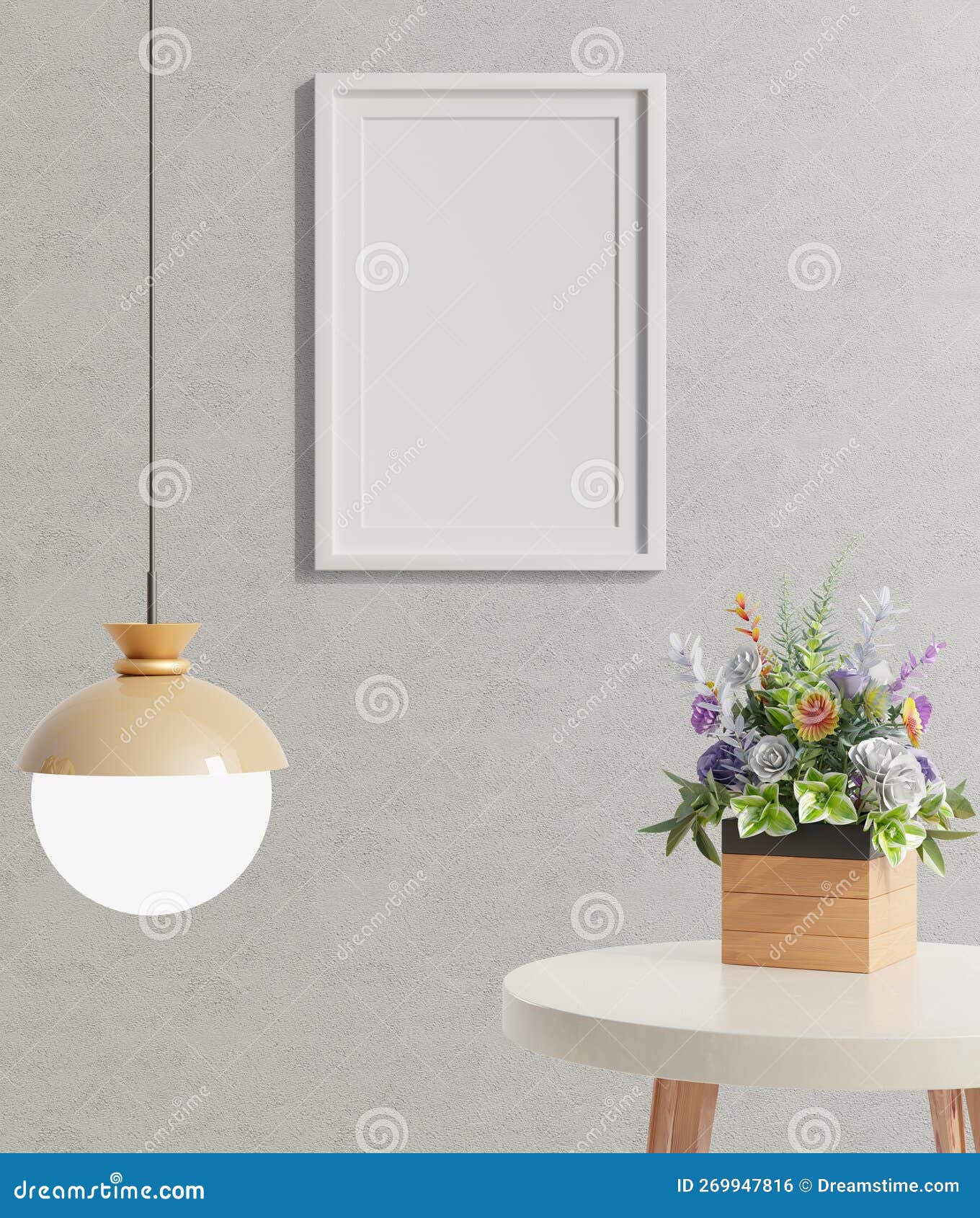 Frame with a Realistic Wall Texture and a Beautiful Flower Stock ...