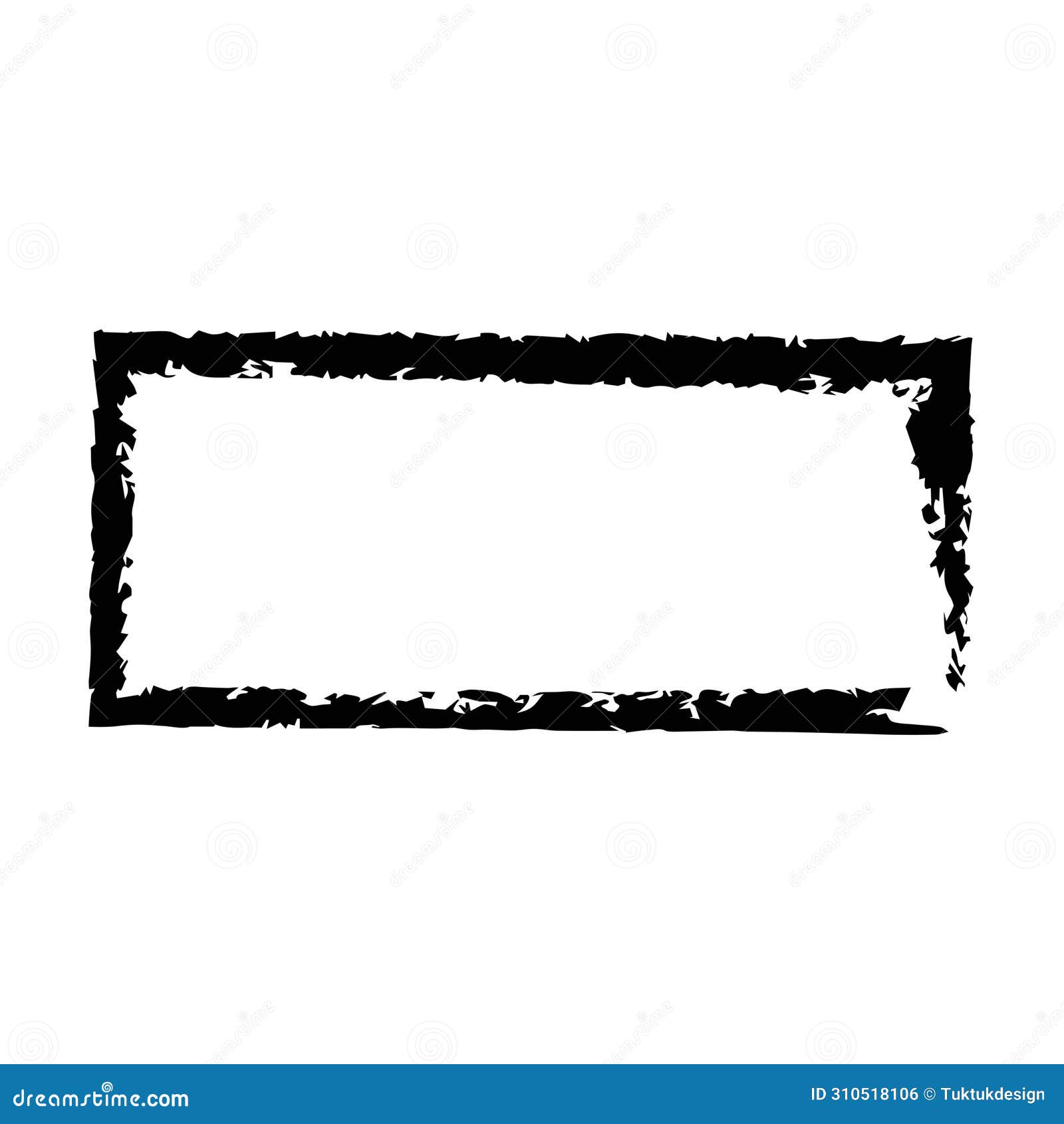 Frame Rectangle Elongated Texture Element, Outline Border Grunge Shape ...