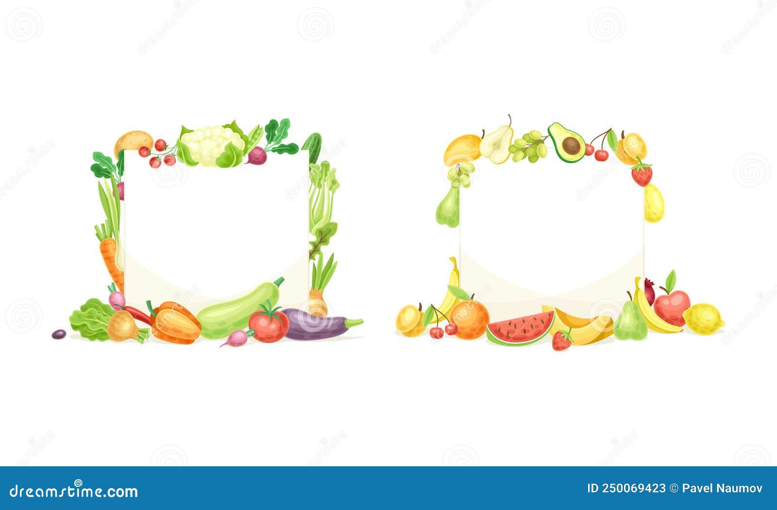 Frame of Rectangular and Square Shape Made of Vegetables Set. Templates ...