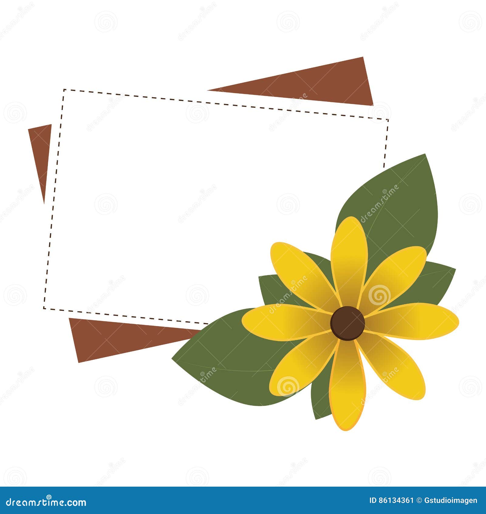 Frame Rectangular with Yellow Flower Stock Vector - Illustration of ...