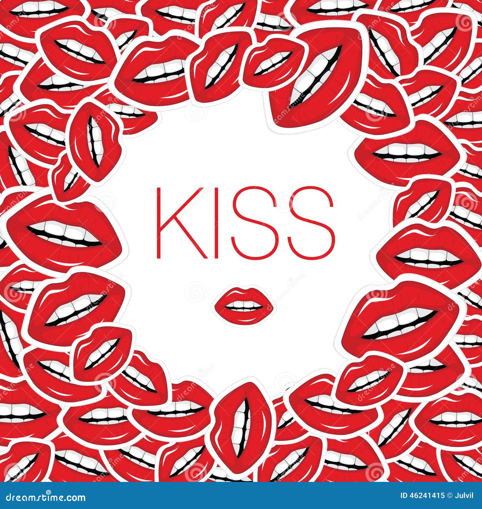 Frame of red lips stock vector. Illustration of texture - 46241415
